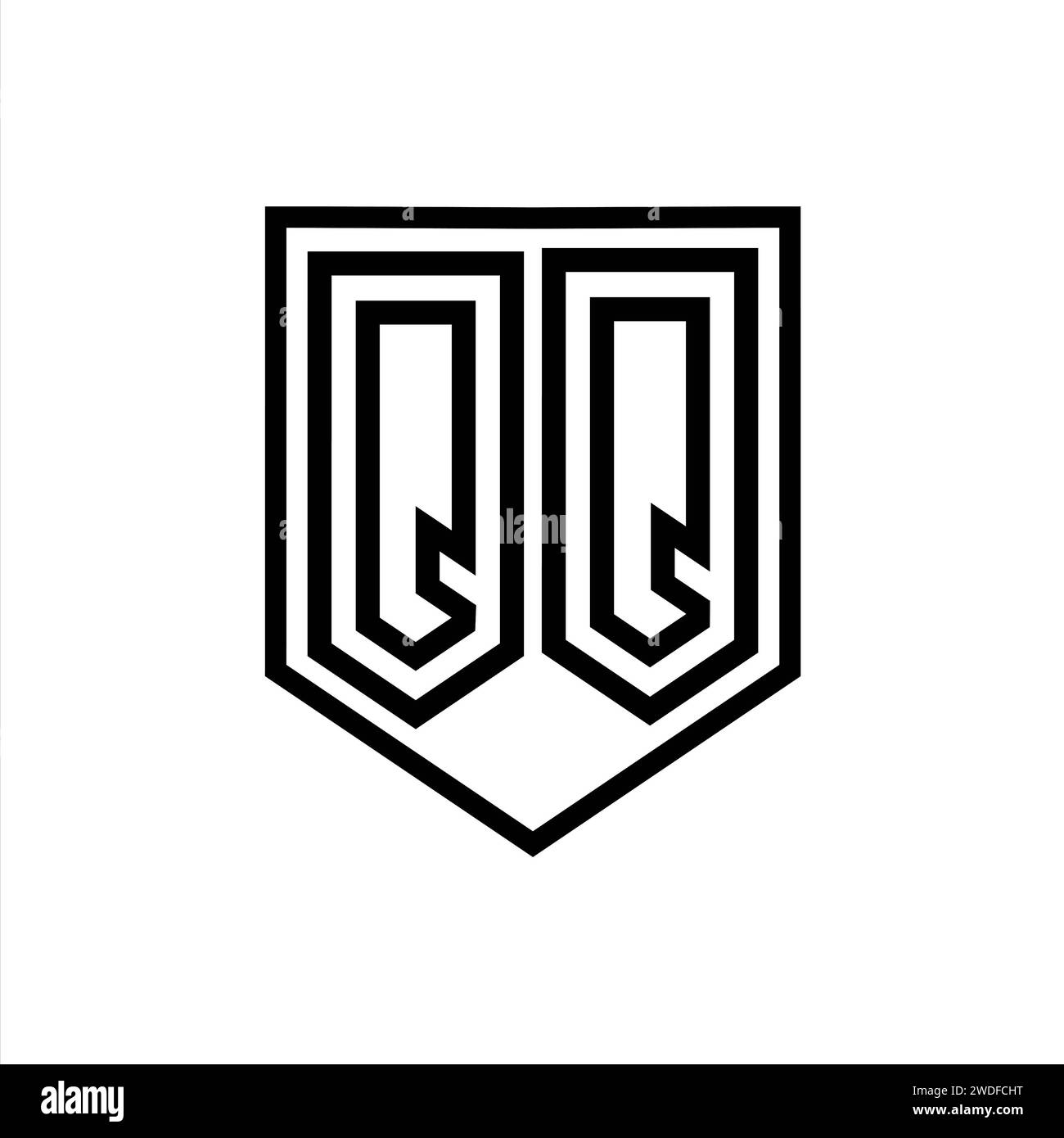 QQ Letter Logo monogram shield geometric line inside shield isolated style design template Stock ...