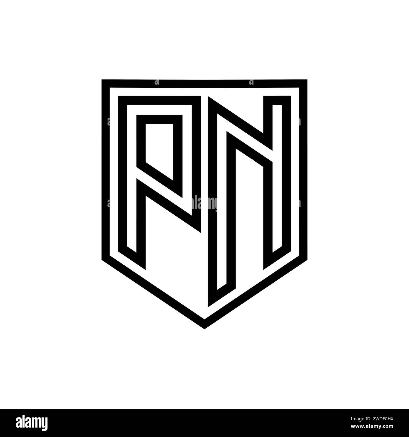 PN Letter Logo monogram shield geometric line inside shield isolated style design template Stock ...