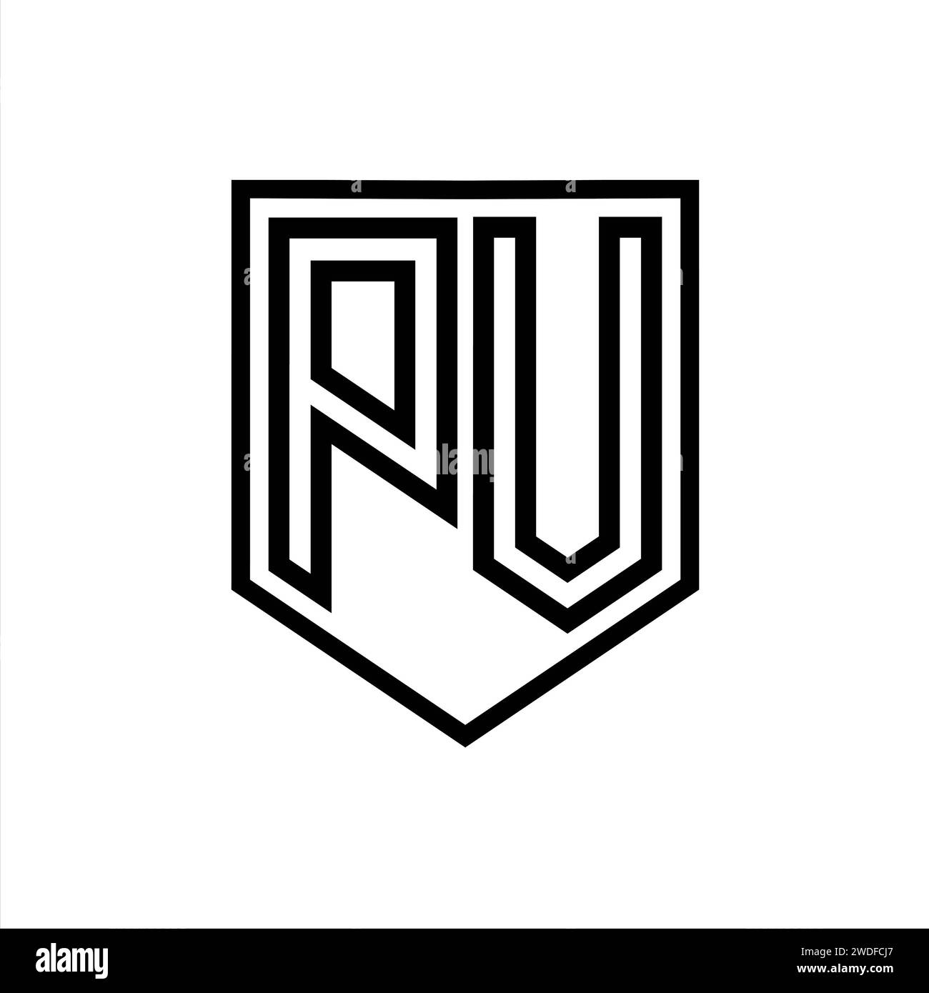PV Letter Logo monogram shield geometric line inside shield isolated ...