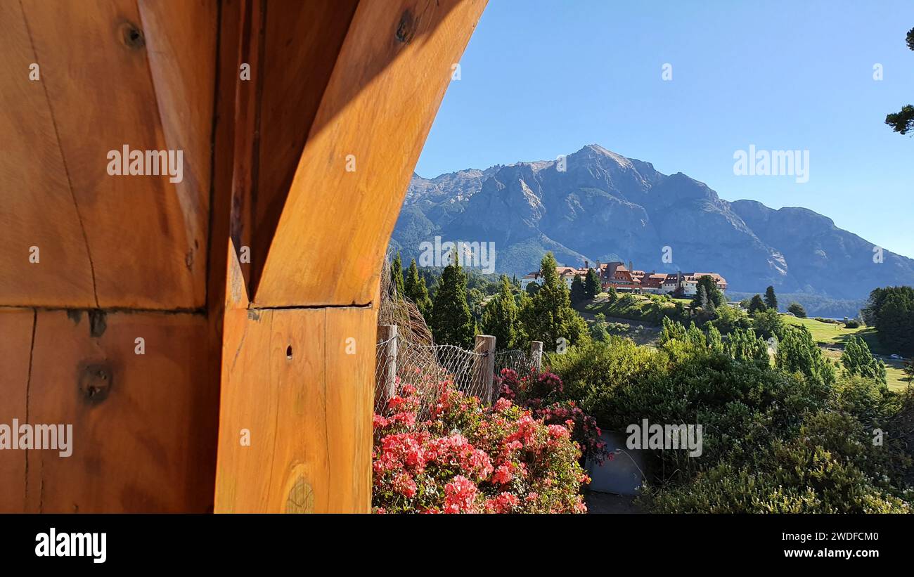 Mountain range view from outside deck Stock Photo - Alamy