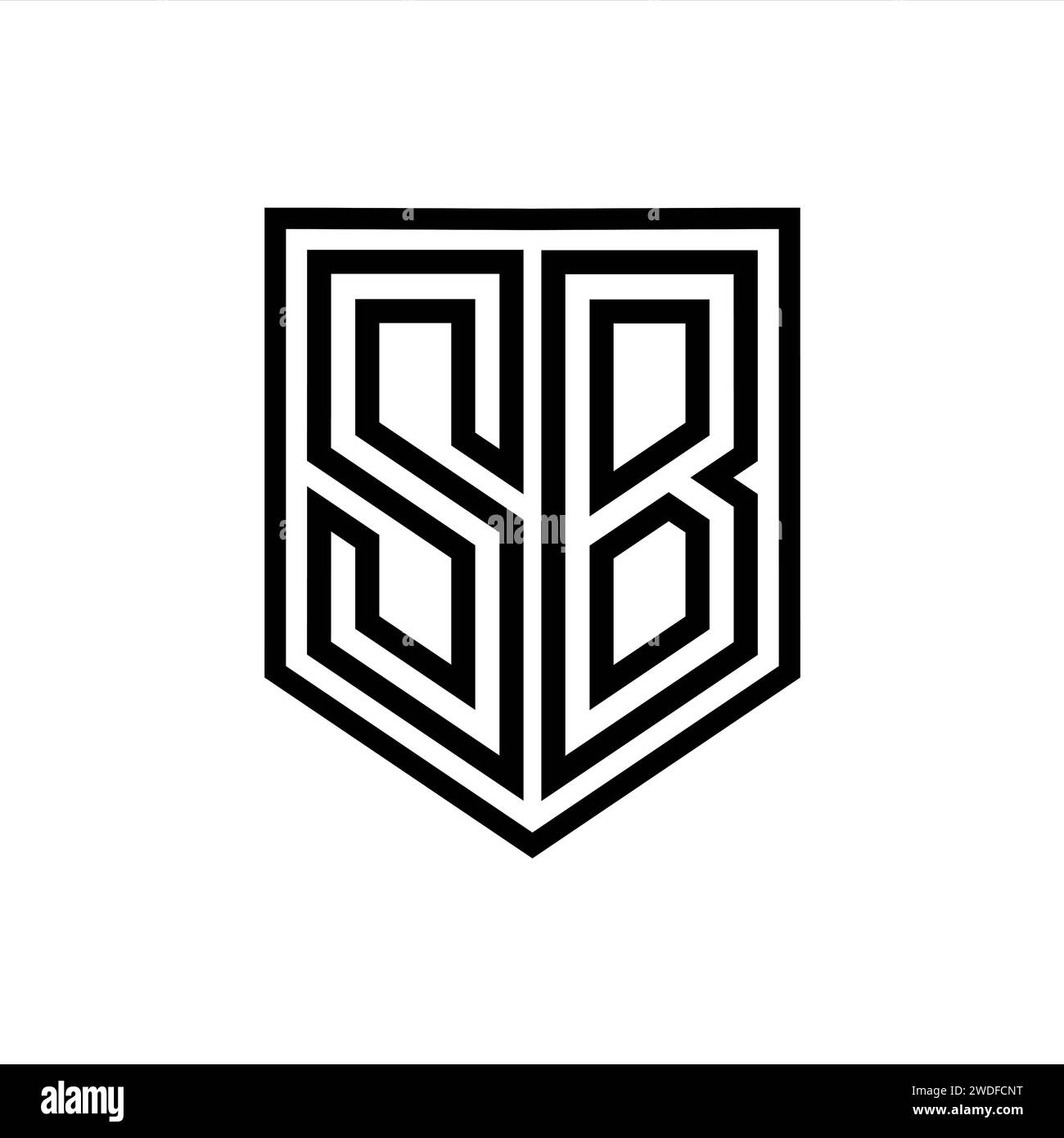 SB Letter Logo monogram shield geometric line inside shield isolated ...