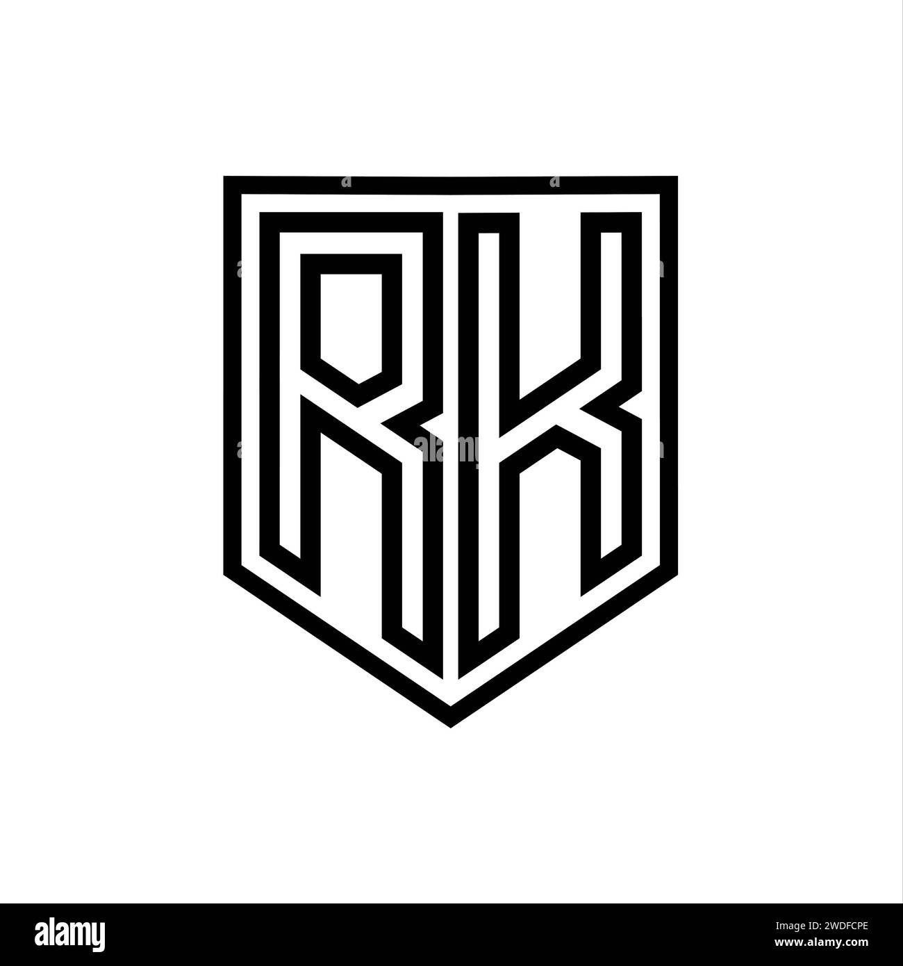 RK Letter Logo monogram shield geometric line inside shield isolated ... RK Letter Logo monogram shield geometric line inside shield isolated ...