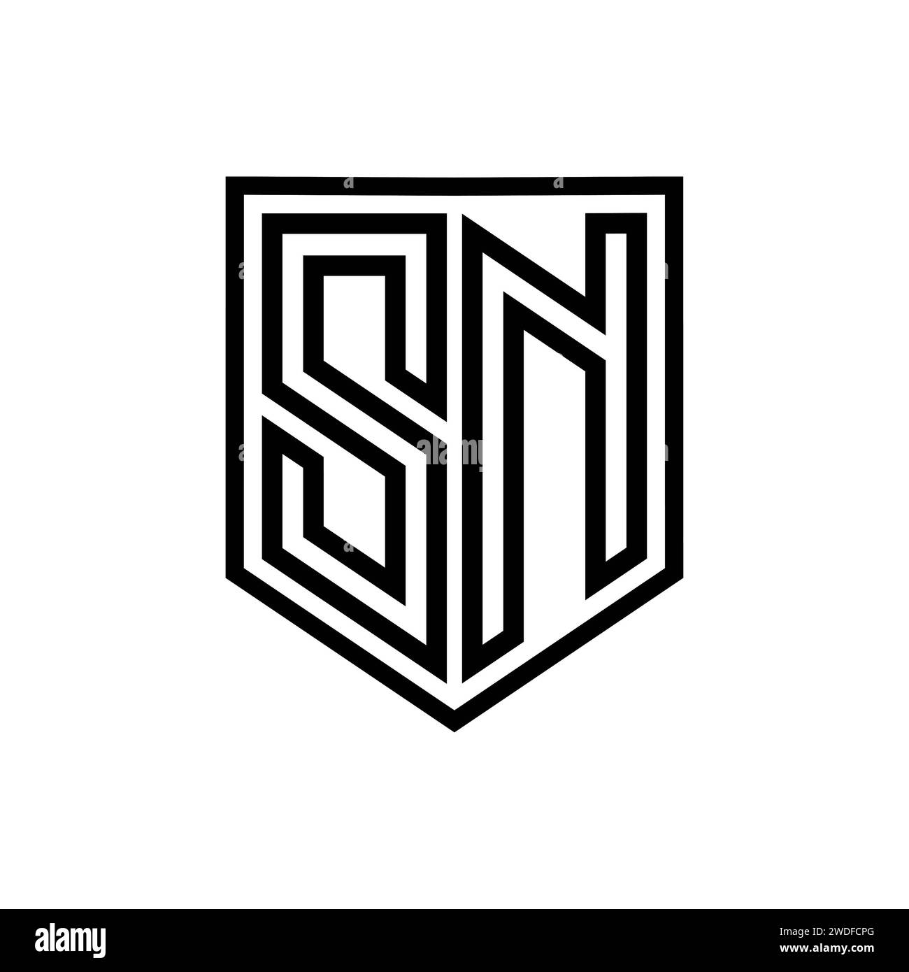SN Letter Logo monogram shield geometric line inside shield isolated style design template Stock ...