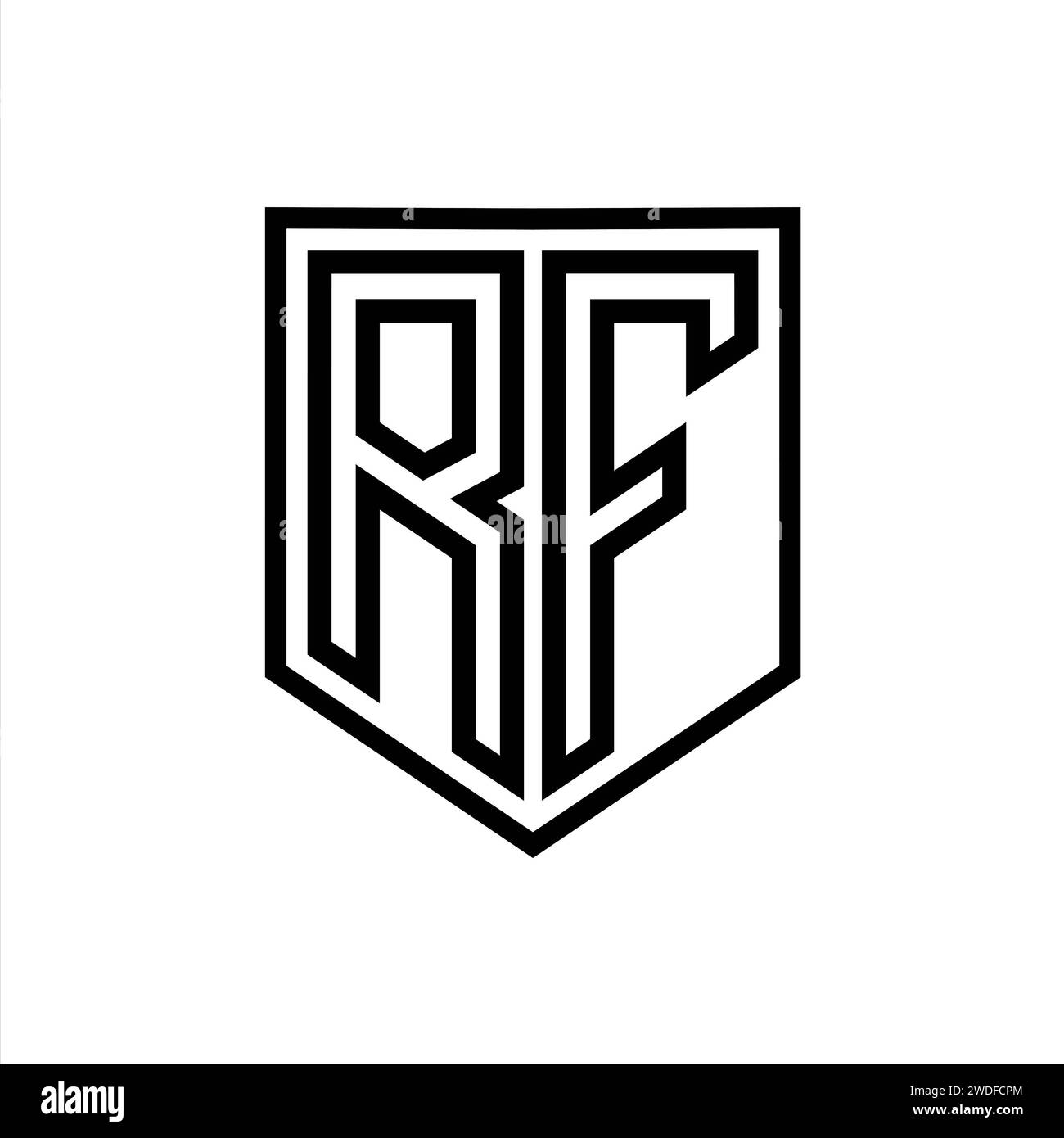 RF Letter Logo monogram shield geometric line inside shield isolated style design template Stock ...