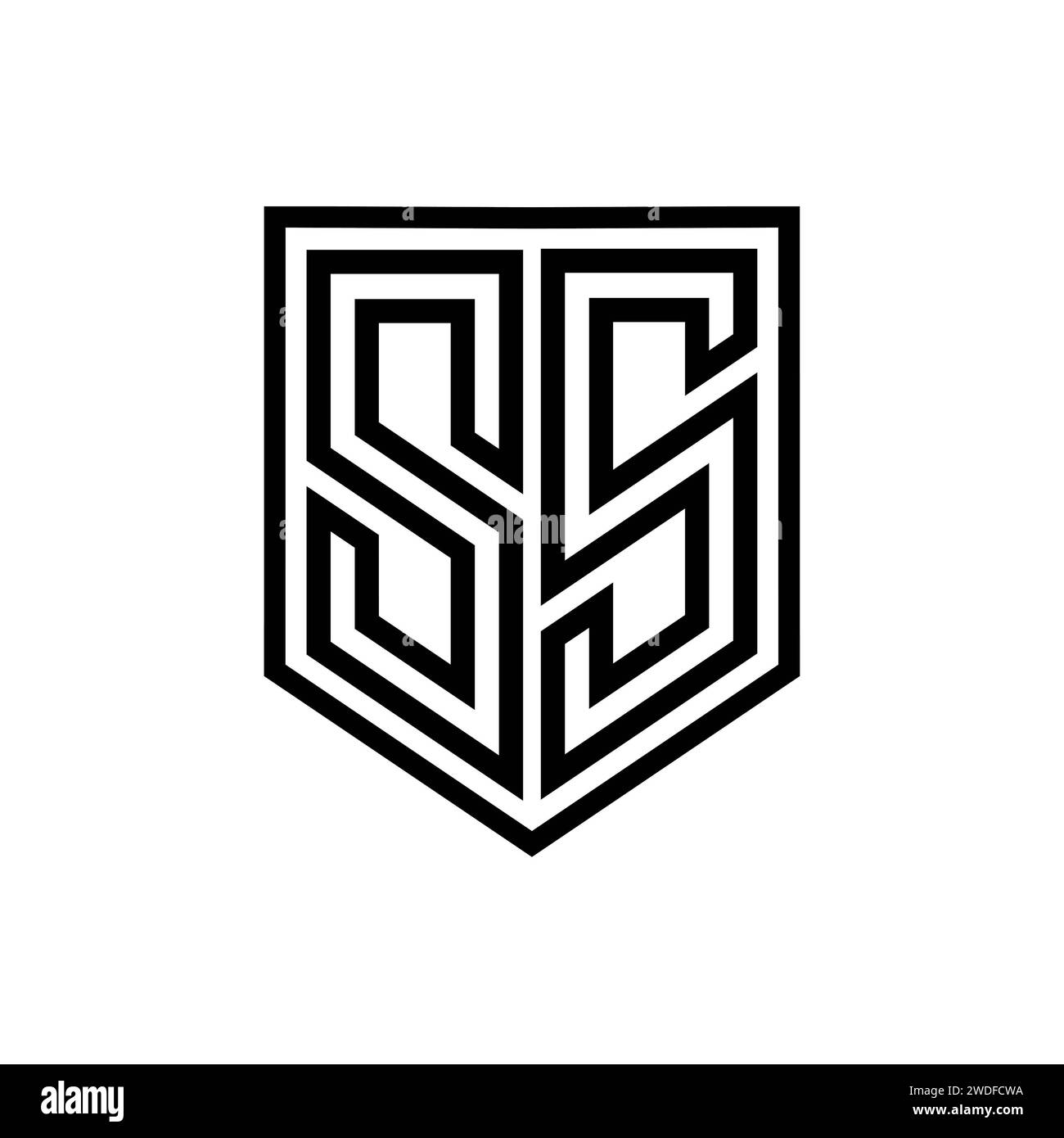SS Letter Logo monogram shield geometric line inside shield isolated style design template Stock ...
