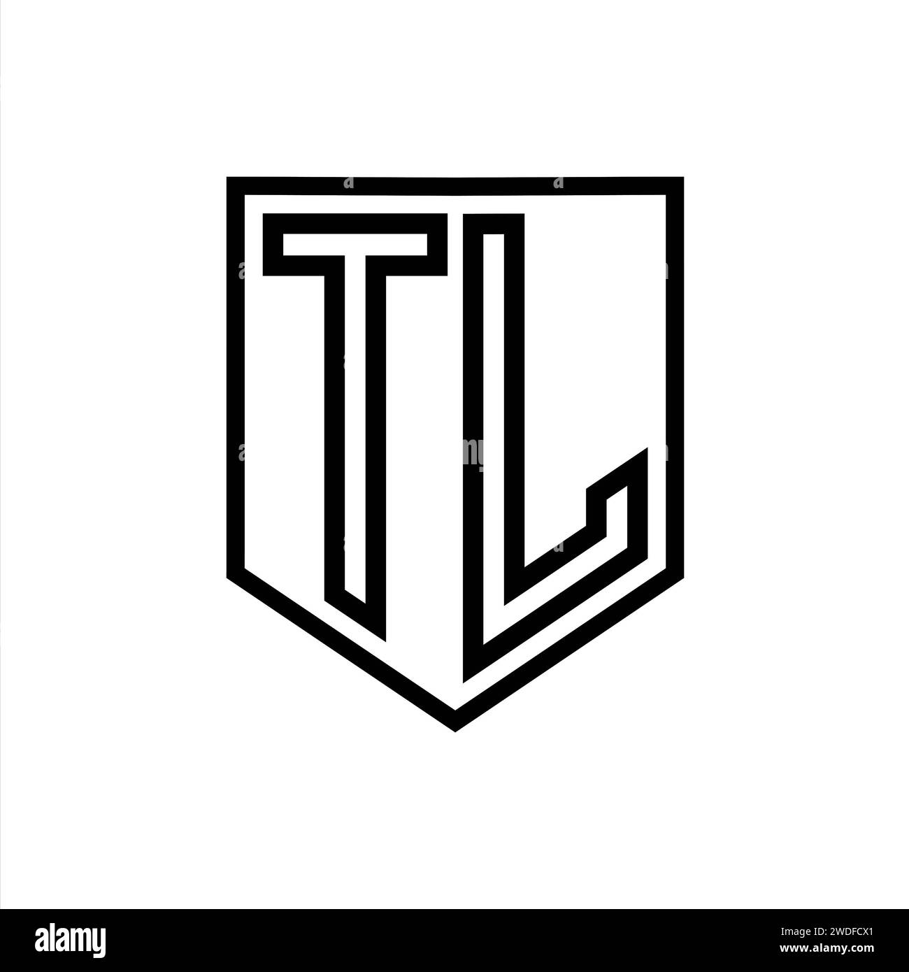 TL Letter Logo monogram shield geometric line inside shield isolated style design template Stock ...