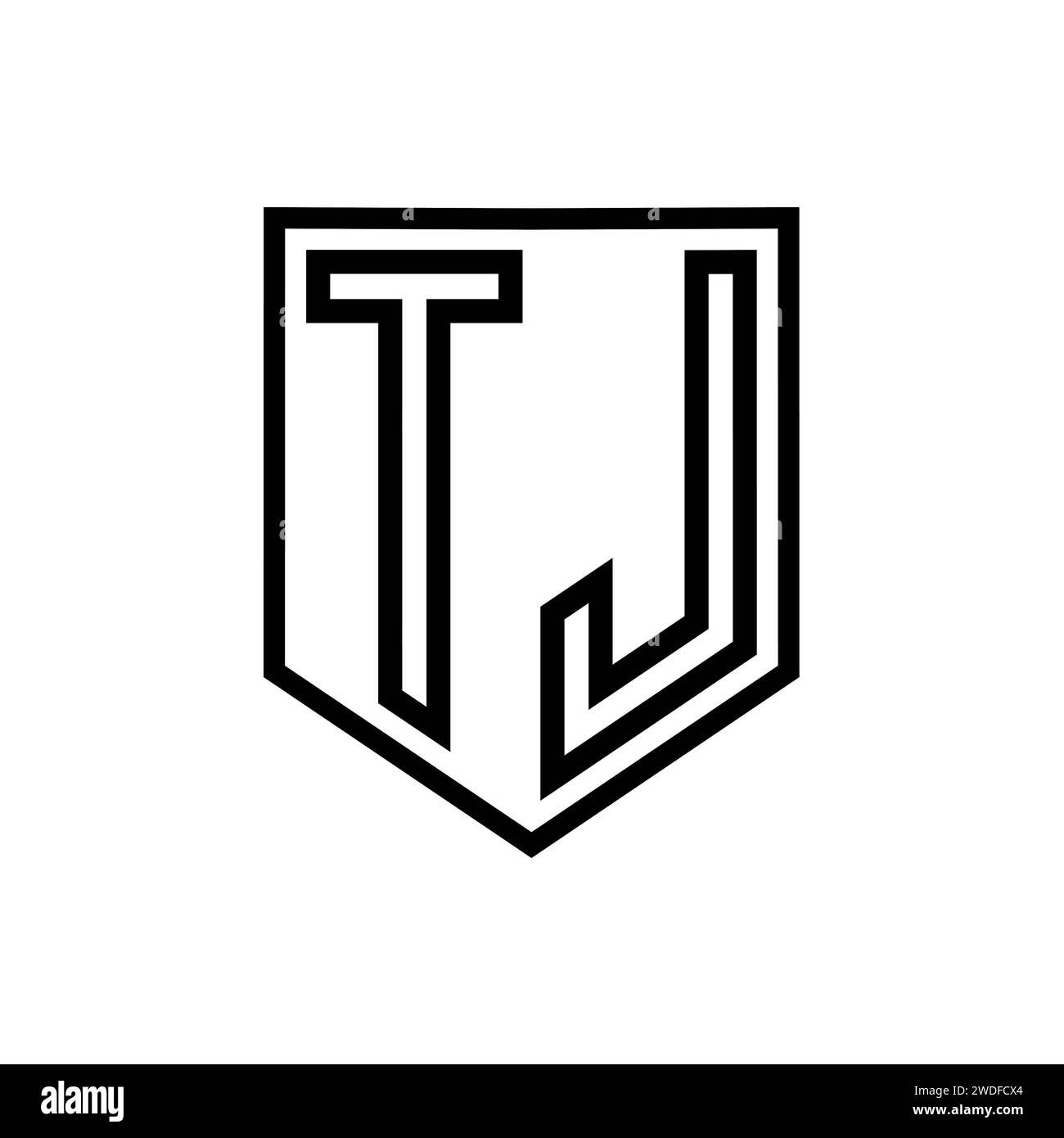 TJ Letter Logo monogram shield geometric line inside shield isolated style design template Stock ...