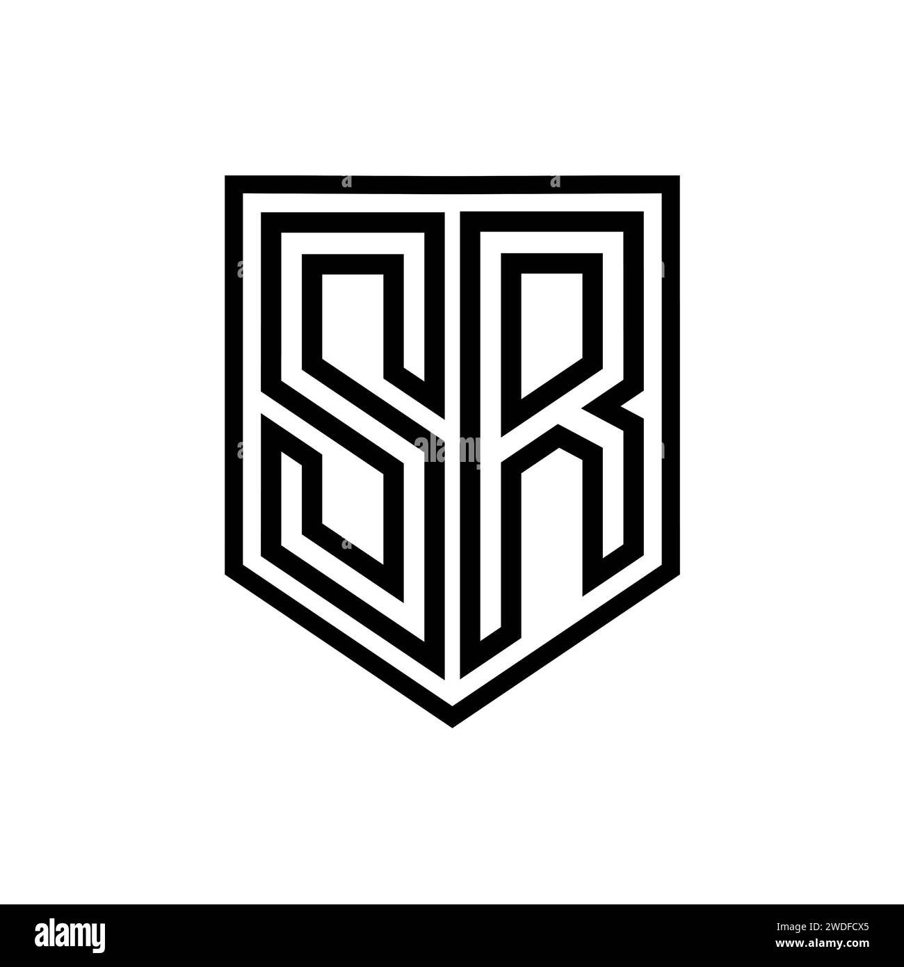 SR Letter Logo monogram shield geometric line inside shield isolated ...