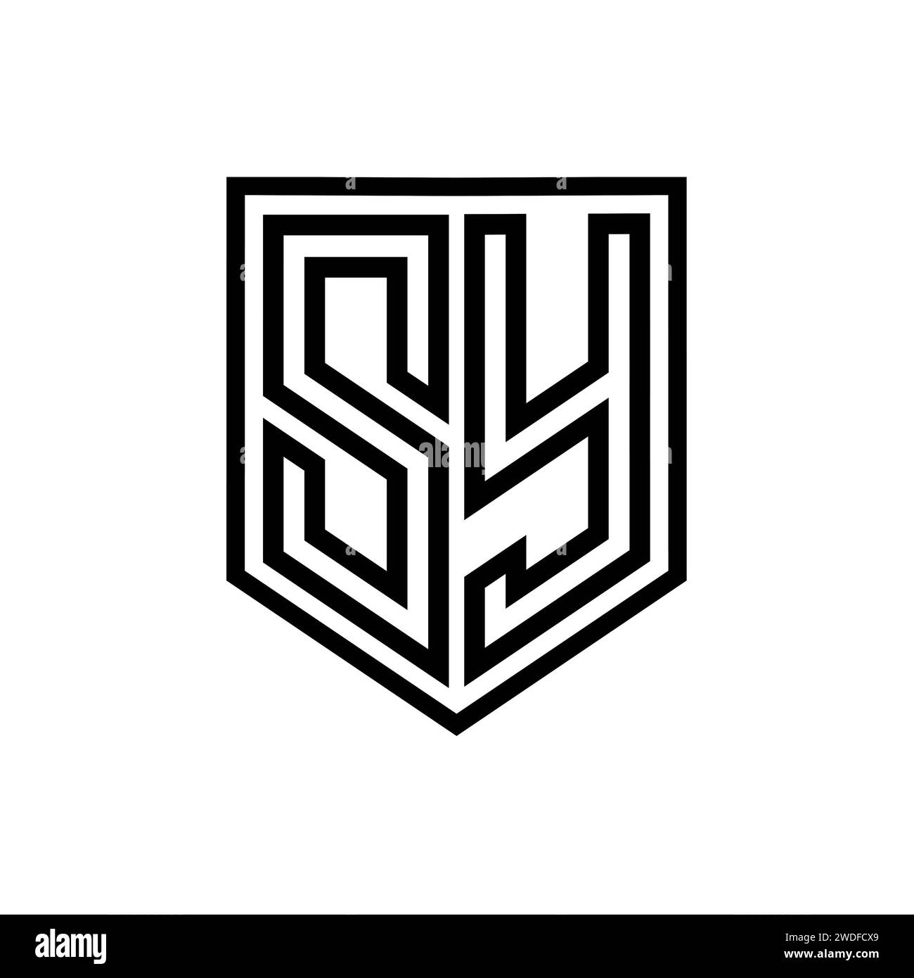 SY Letter Logo monogram shield geometric line inside shield isolated ...