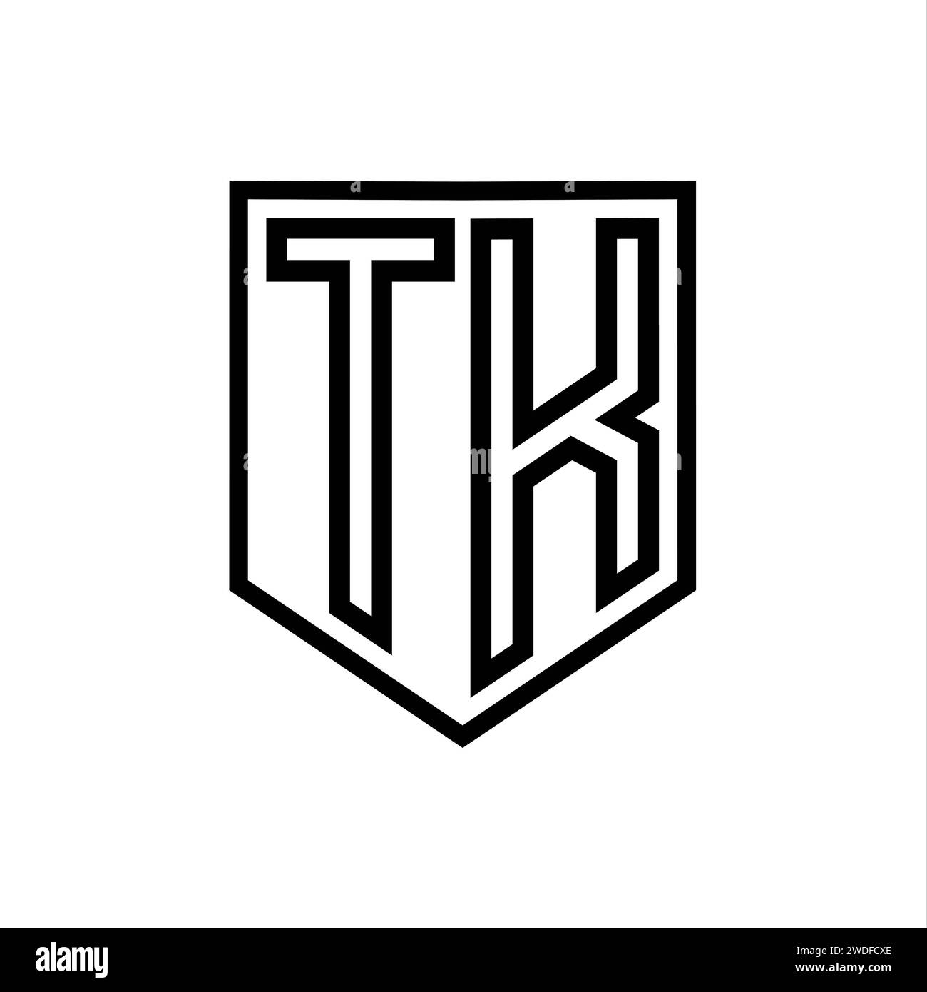 TK Letter Logo monogram shield geometric line inside shield isolated ...