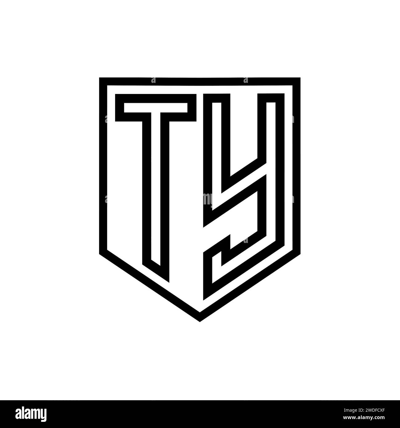 TY Letter Logo monogram shield geometric line inside shield isolated ...