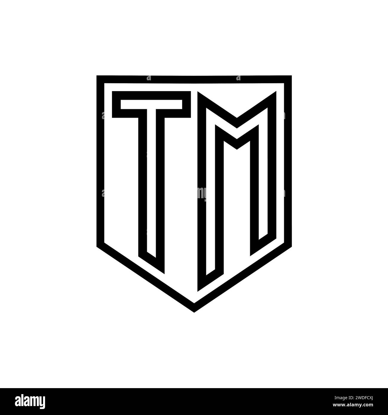 TM Letter Logo monogram shield geometric line inside shield isolated ...