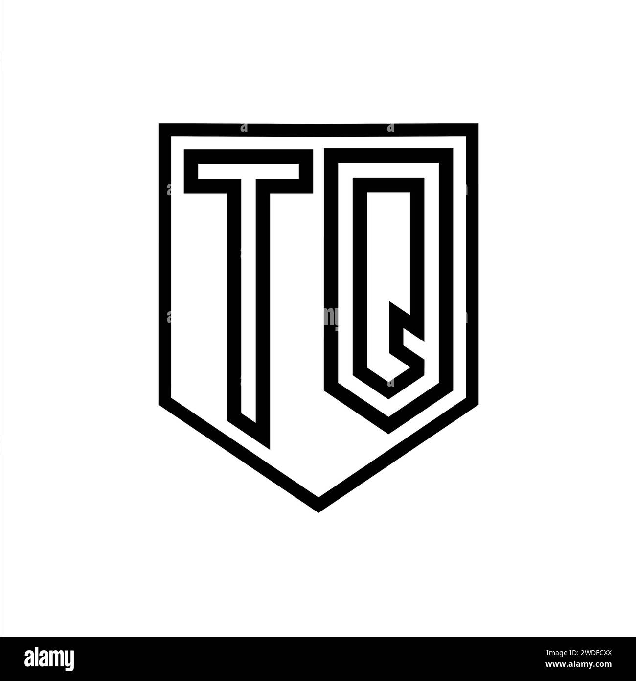 TQ Letter Logo monogram shield geometric line inside shield isolated style design template Stock ...