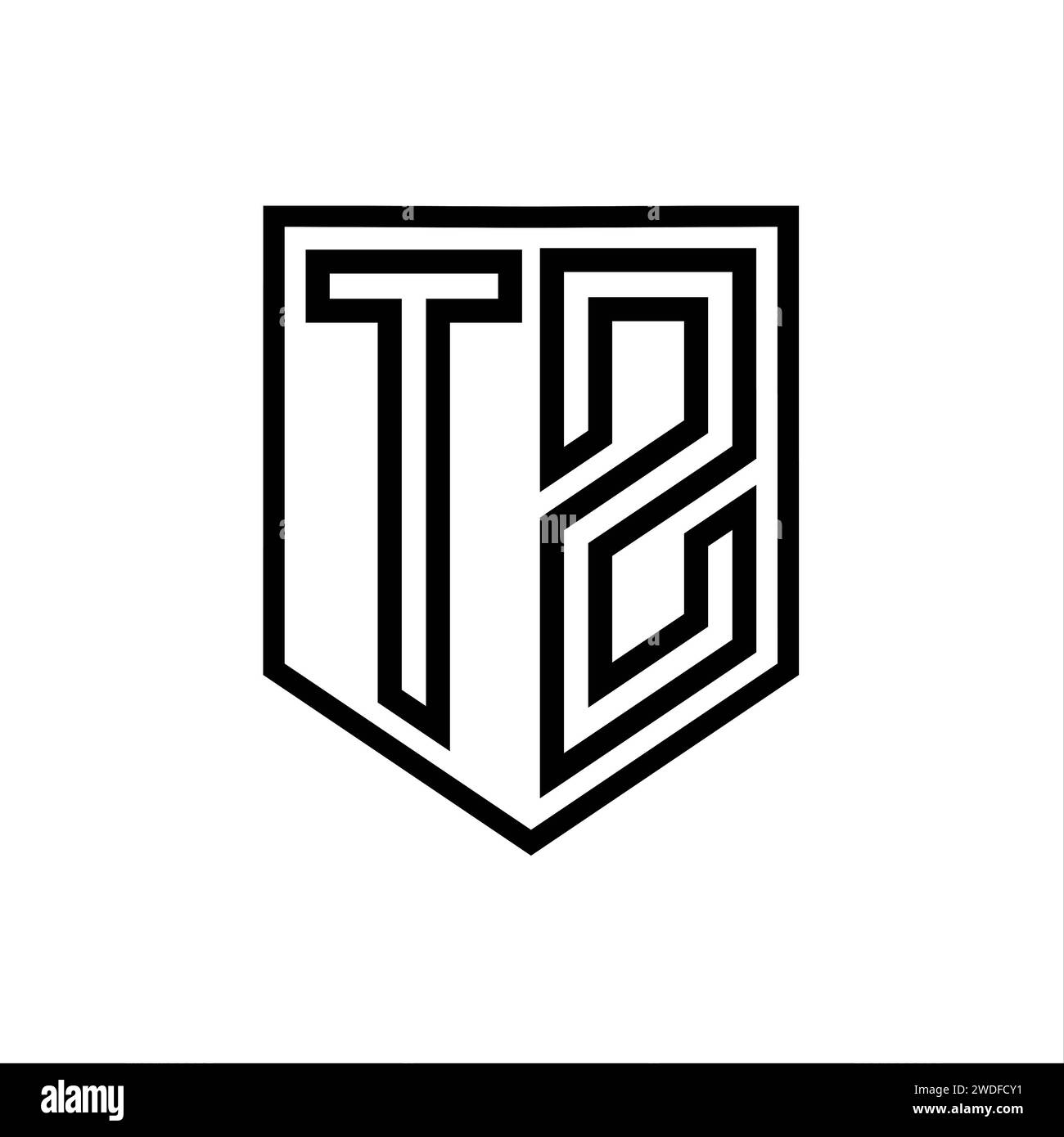 TZ Letter Logo monogram shield geometric line inside shield isolated style design template Stock ...