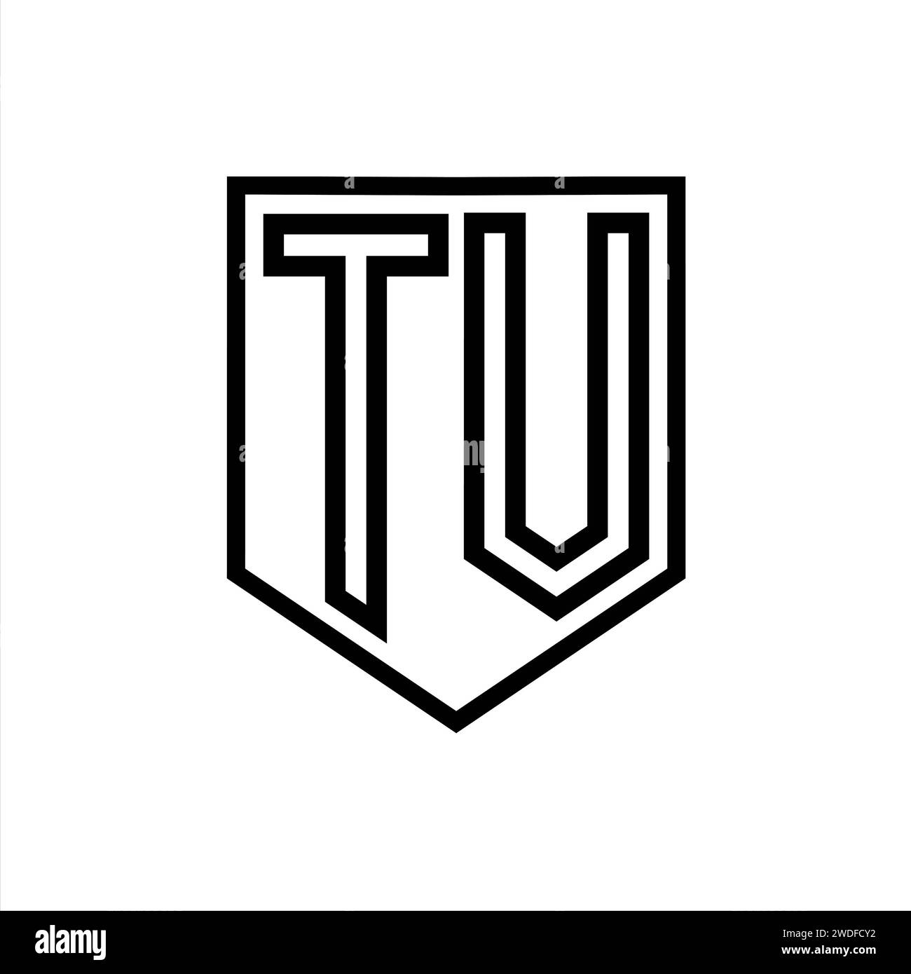 TV Letter Logo monogram shield geometric line inside shield isolated style design template Stock ...