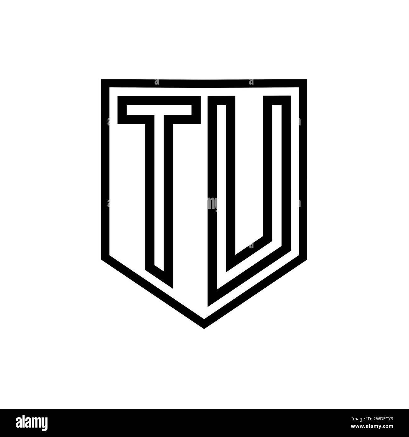 TU Letter Logo monogram shield geometric line inside shield isolated style design template Stock ...