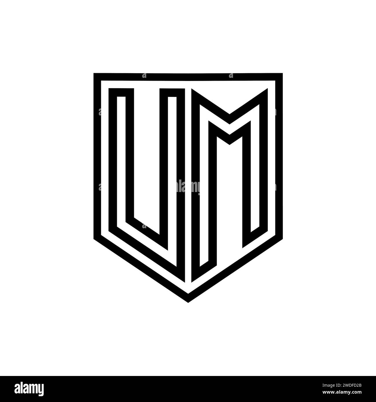 UM Letter Logo monogram shield geometric line inside shield isolated style design template Stock ...