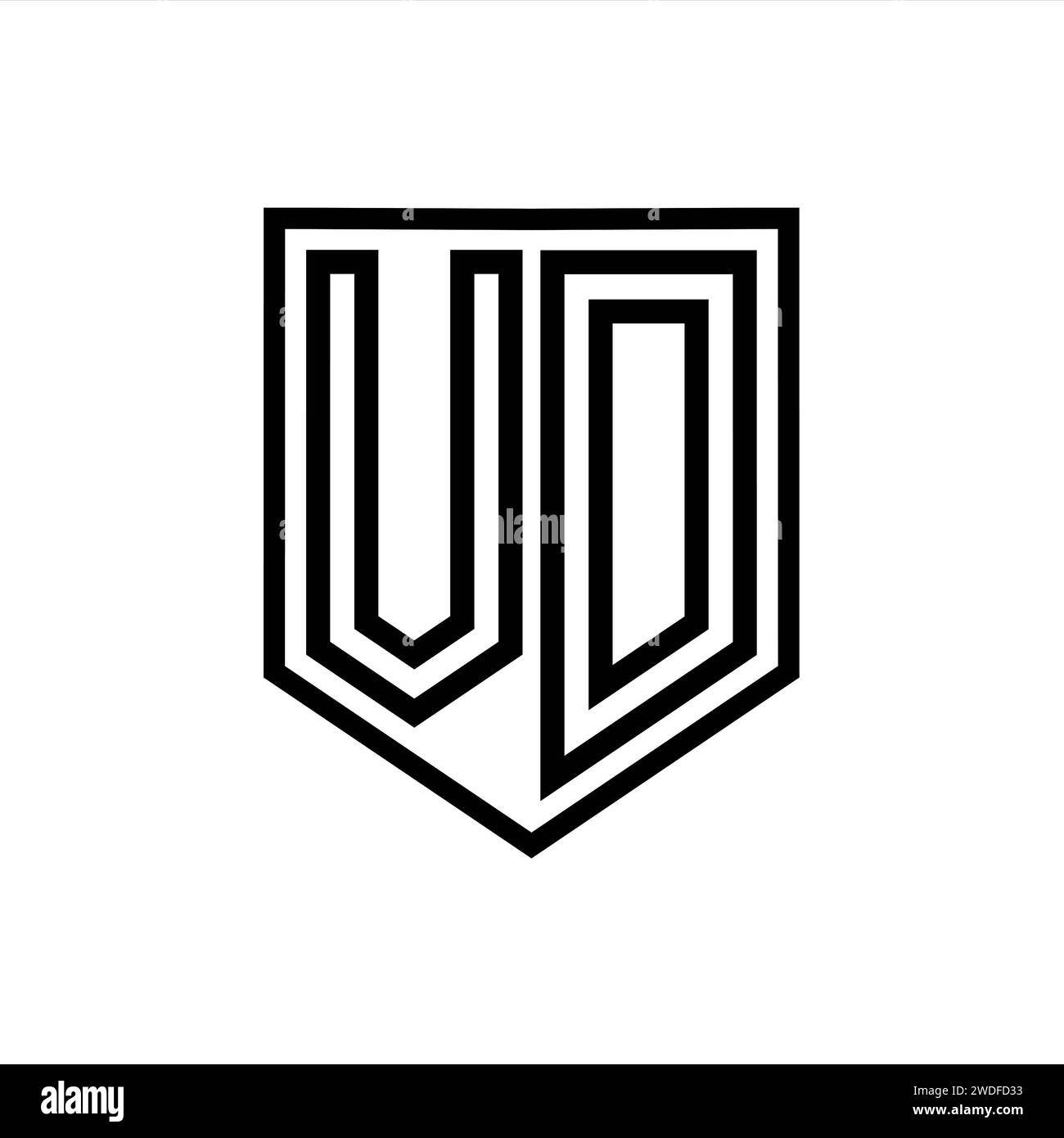 VD Letter Logo monogram shield geometric line inside shield isolated style design template Stock ...