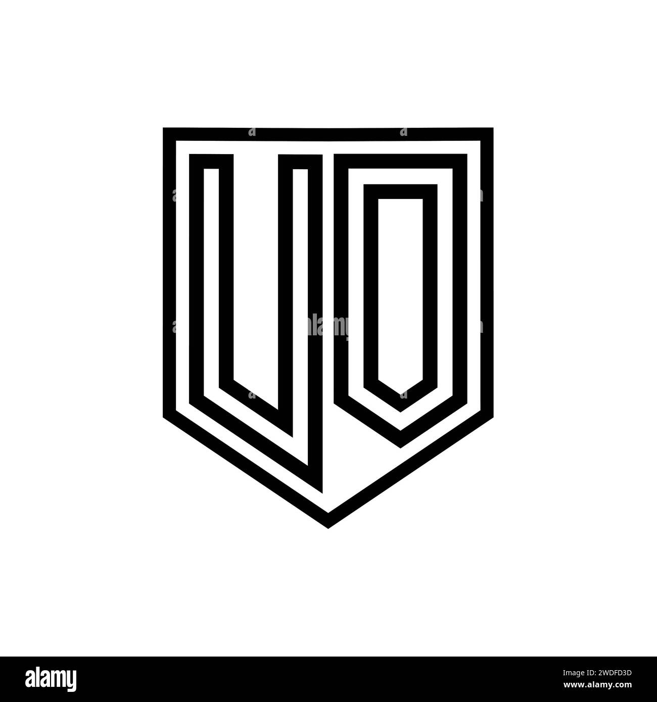 UO Letter Logo monogram shield geometric line inside shield isolated style design template Stock ...