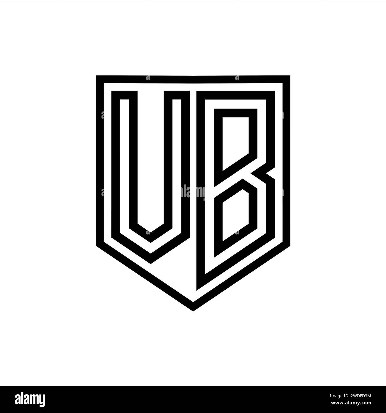 VB Letter Logo monogram shield geometric line inside shield isolated style design template Stock ...