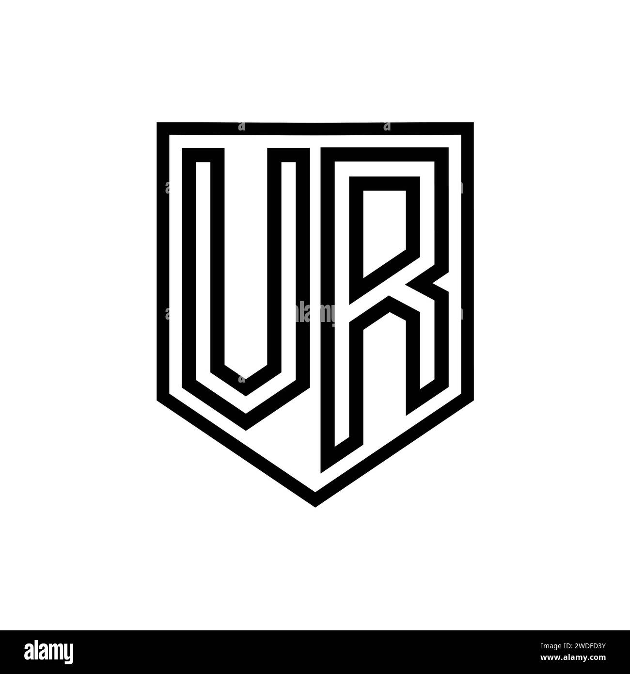VR Letter Logo monogram shield geometric line inside shield isolated ...