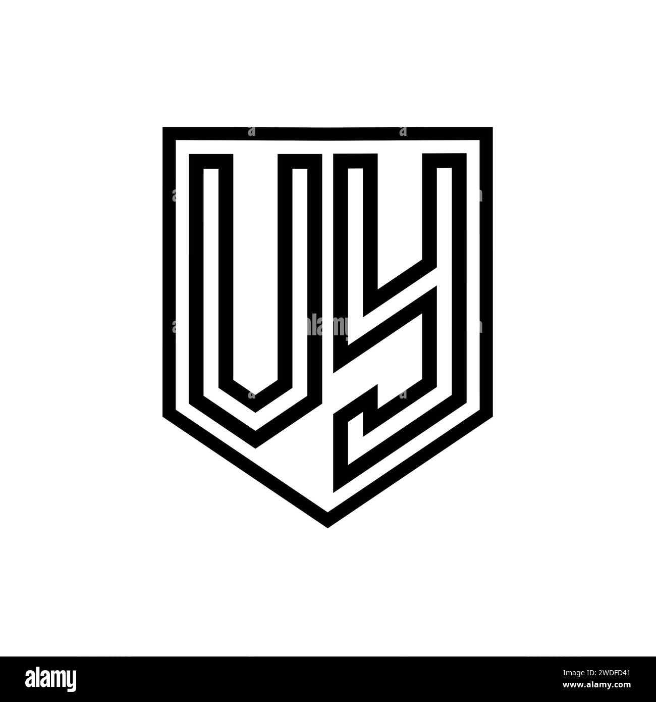 VY Letter Logo monogram shield geometric line inside shield isolated style design template Stock ...