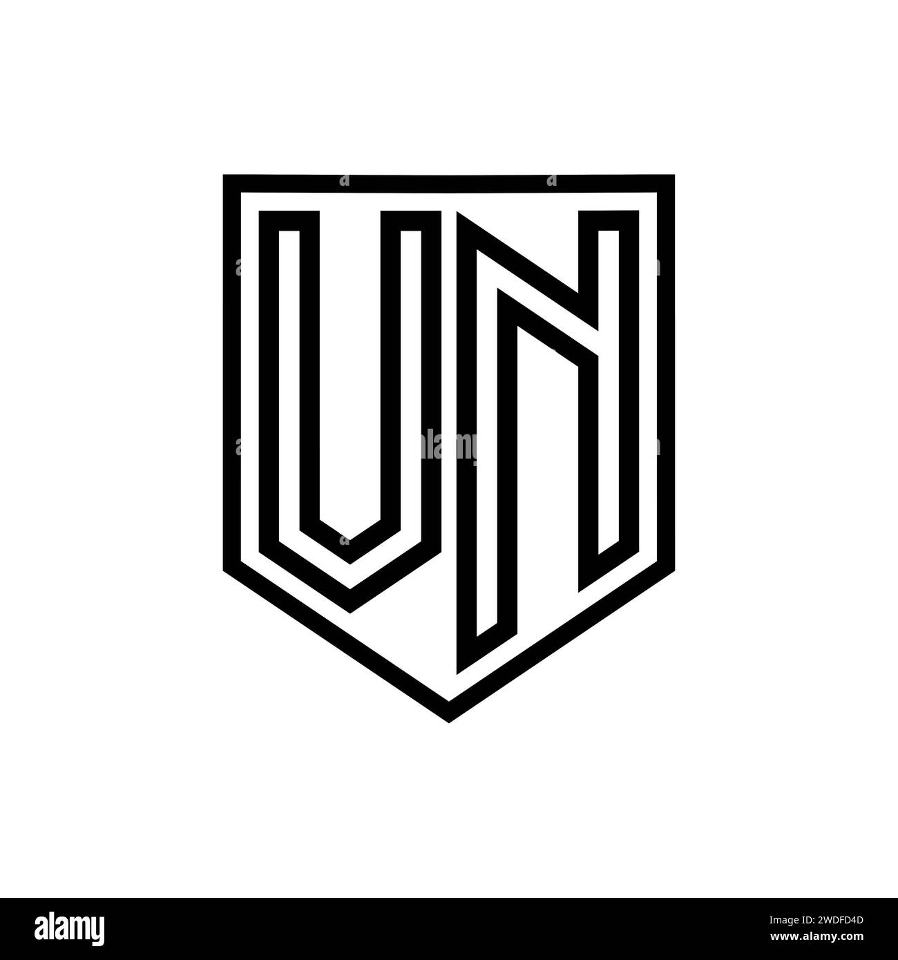 VN Letter Logo monogram shield geometric line inside shield isolated style design template Stock ...