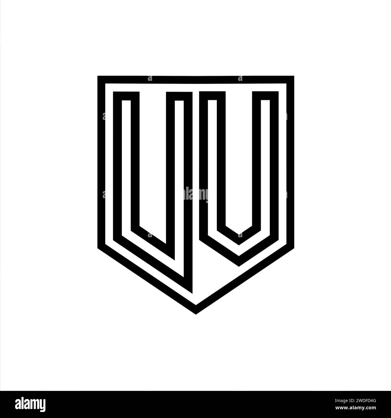 UV Letter Logo monogram shield geometric line inside shield isolated style design template Stock ...