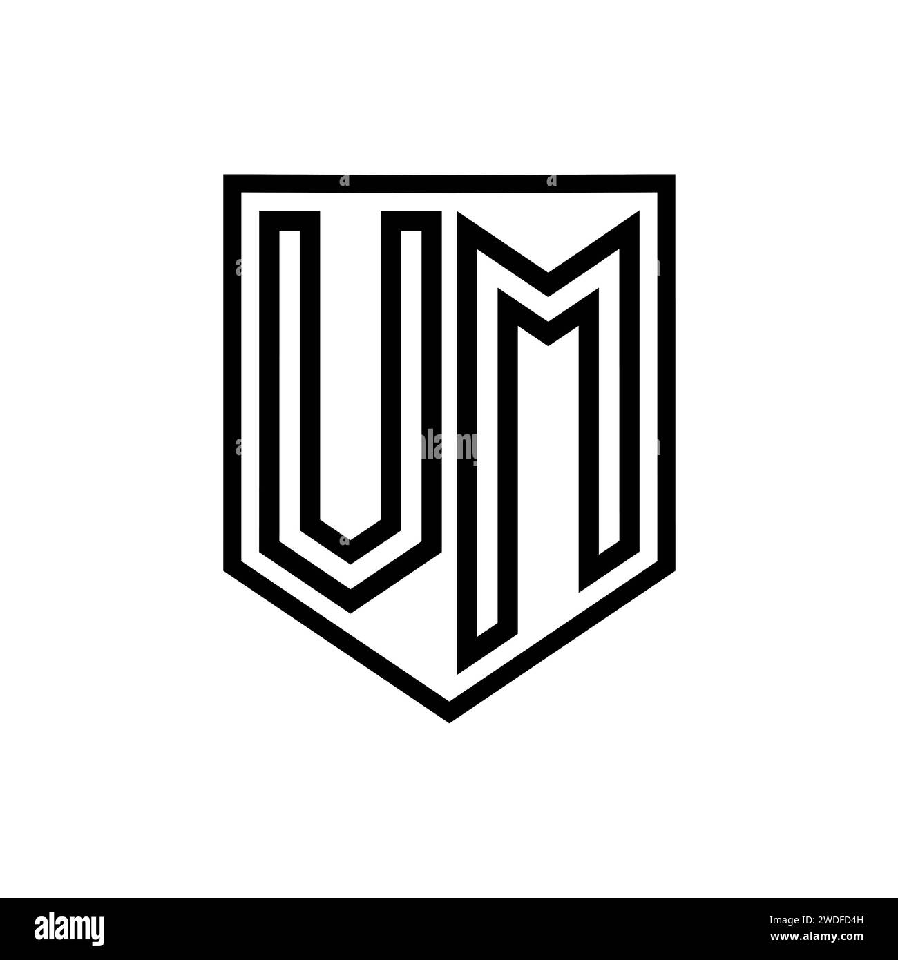 VM Letter Logo monogram shield geometric line inside shield isolated style design template Stock ...