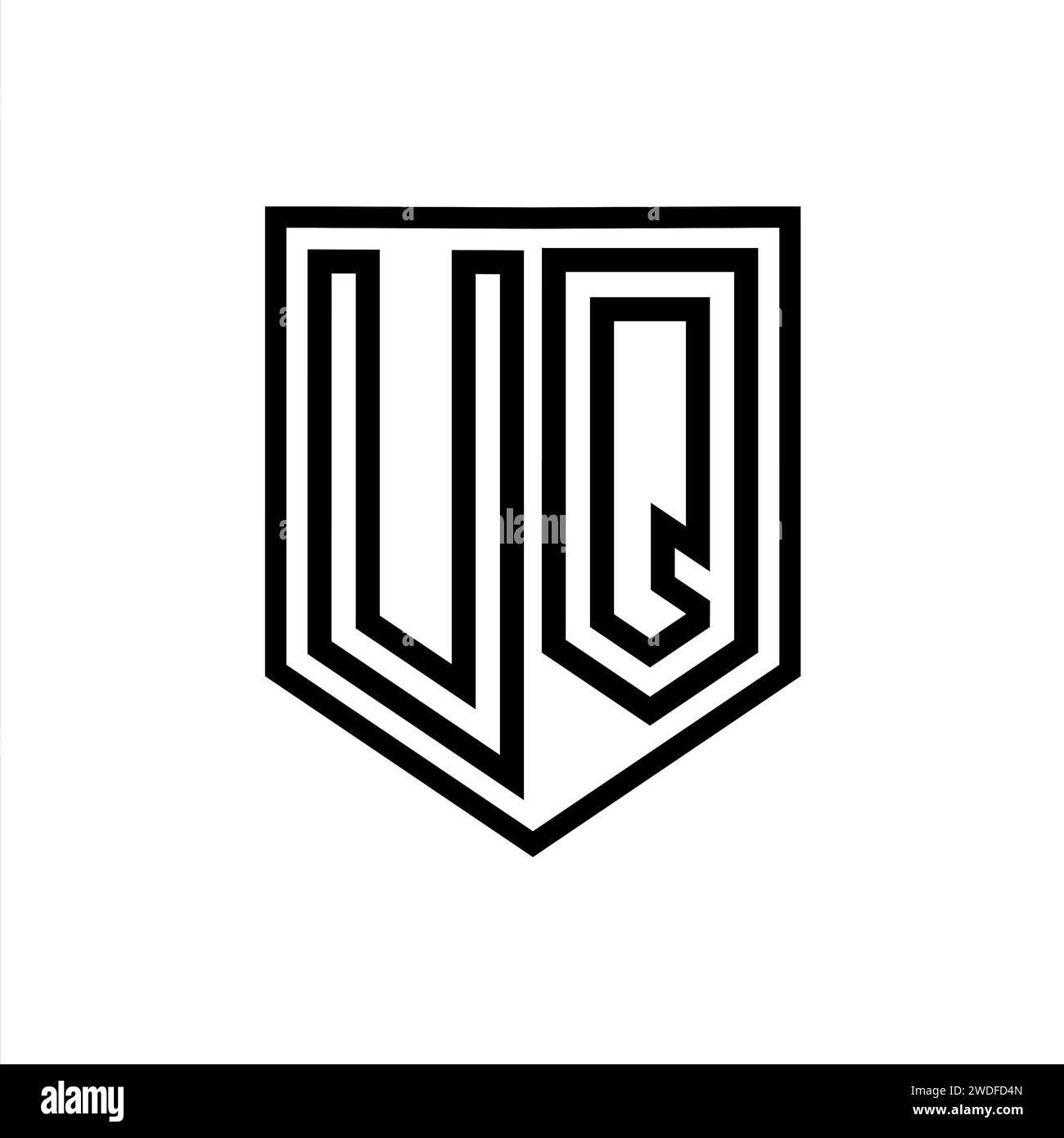 UQ Letter Logo monogram shield geometric line inside shield isolated style design template Stock ...