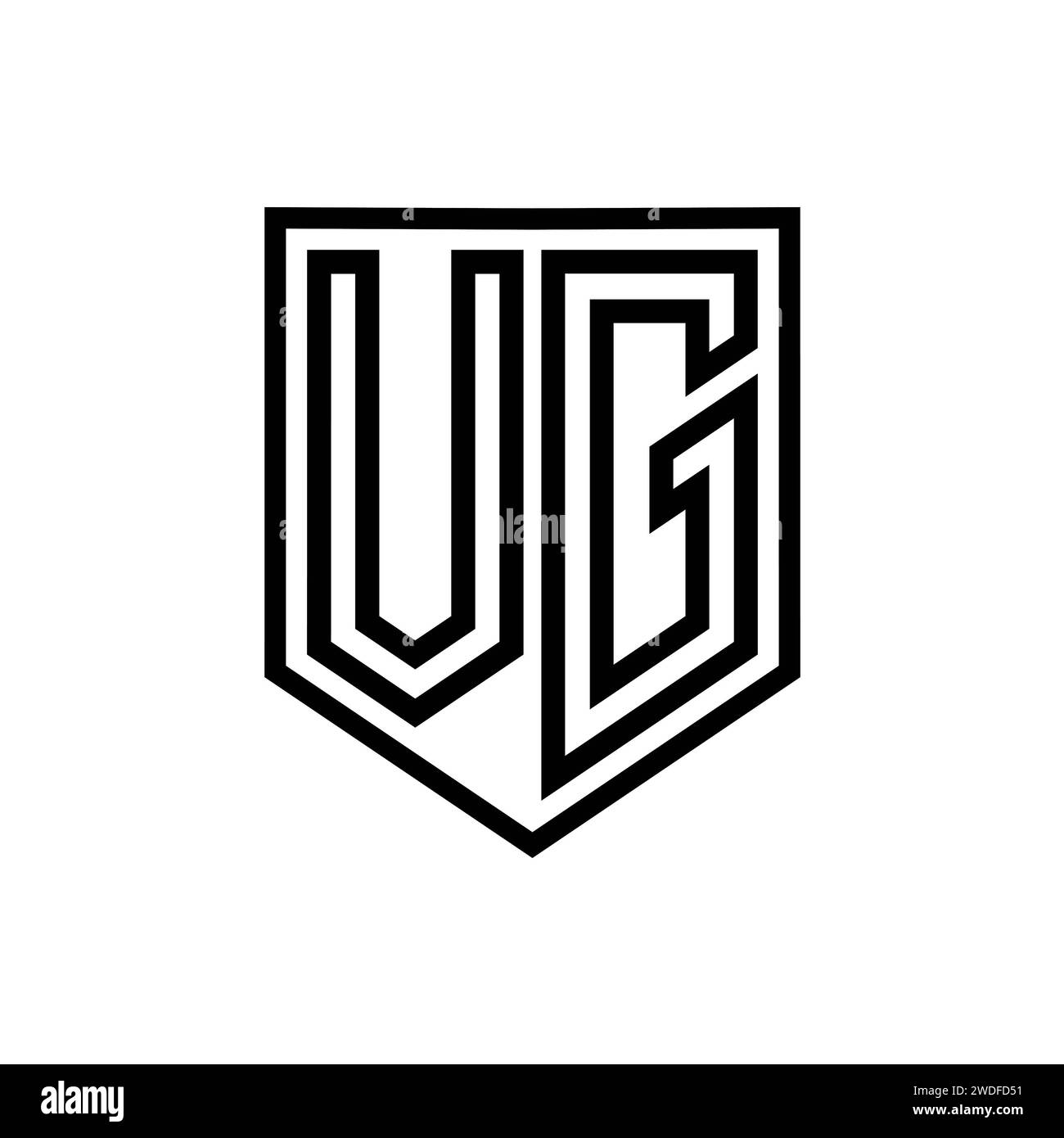 VG Letter Logo monogram shield geometric line inside shield isolated ...