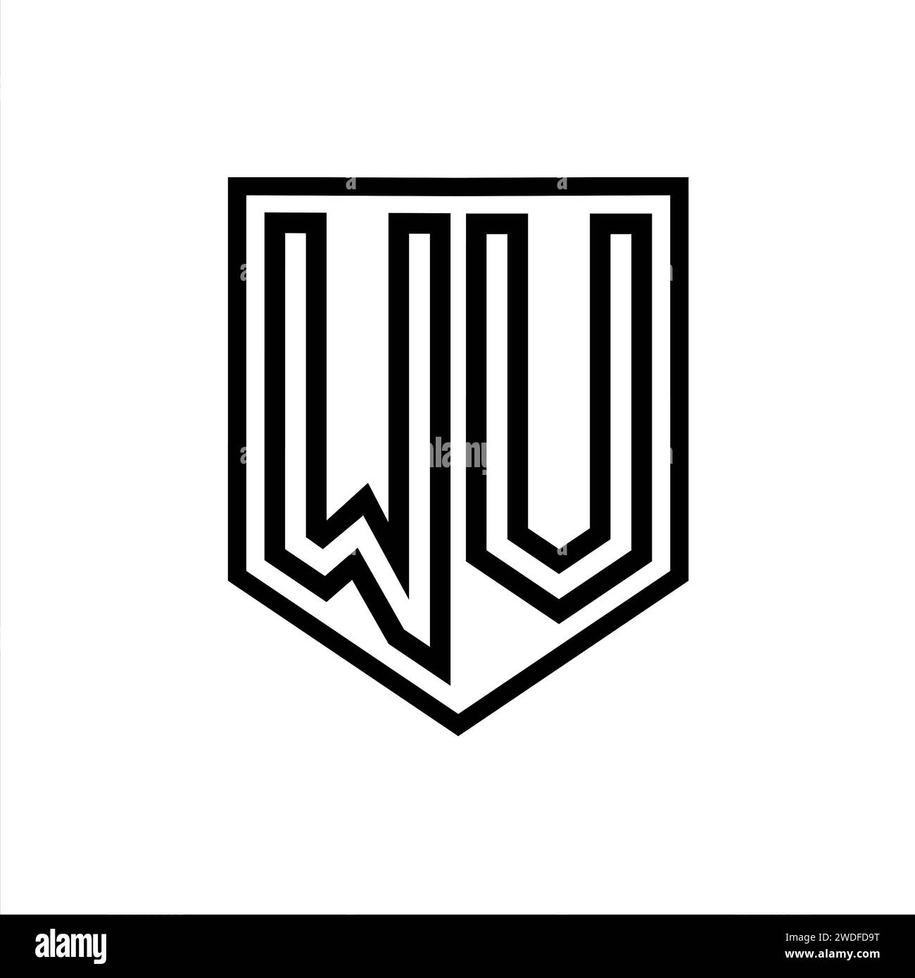 WV Letter Logo monogram shield geometric line inside shield isolated ...