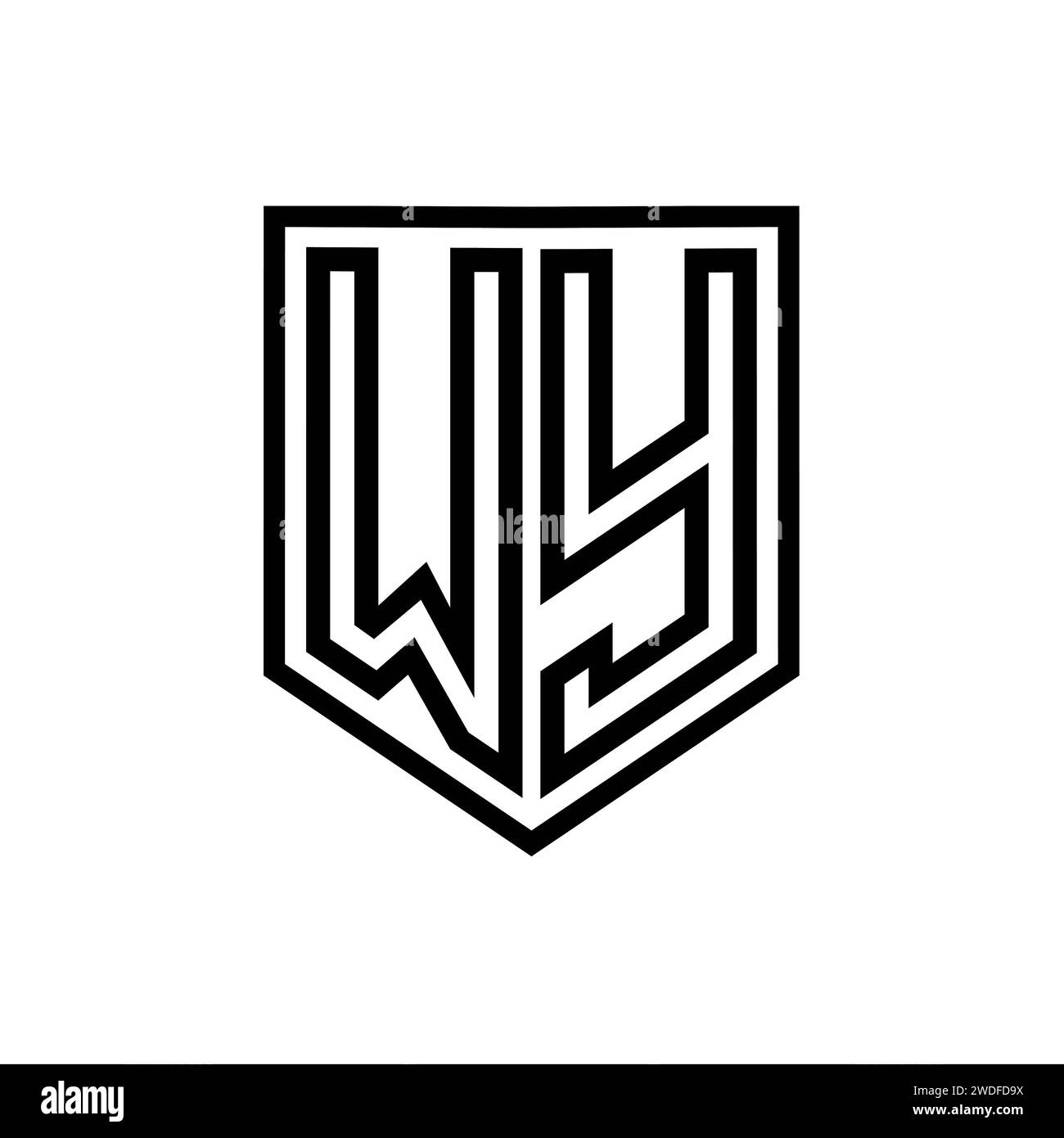 WY Letter Logo monogram shield geometric line inside shield isolated ...