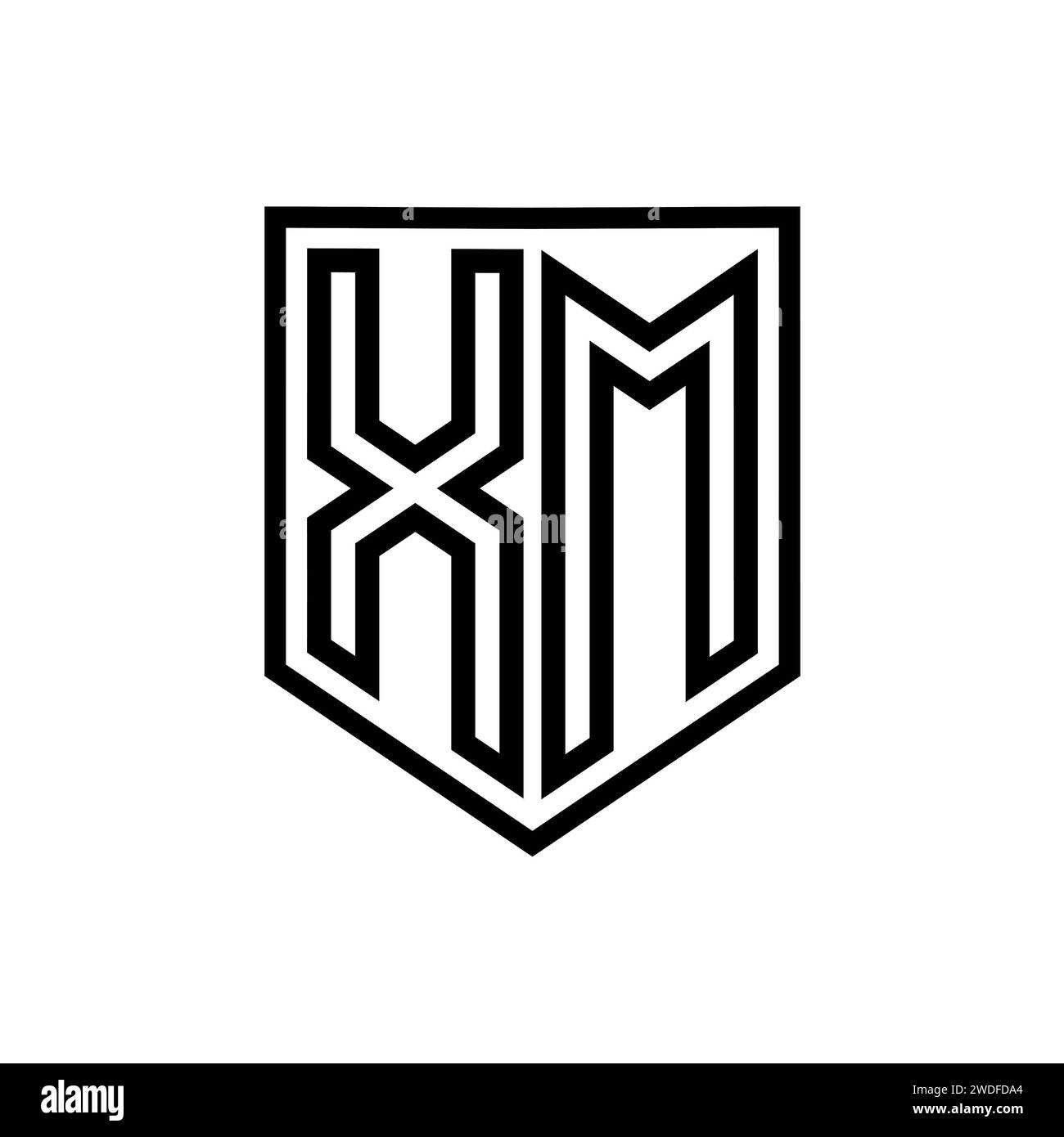 XM Letter Logo monogram shield geometric line inside shield isolated ...