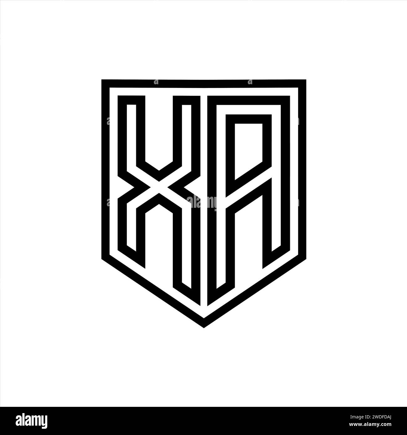 XA Letter Logo monogram shield geometric line inside shield isolated style design template Stock ...