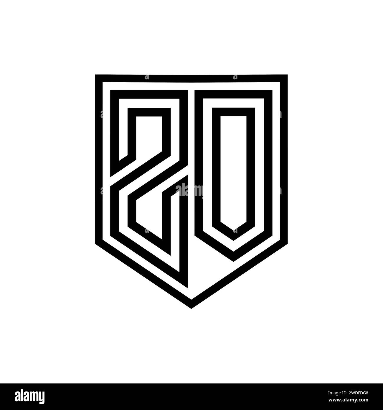 ZO Letter Logo monogram shield geometric line inside shield isolated ...