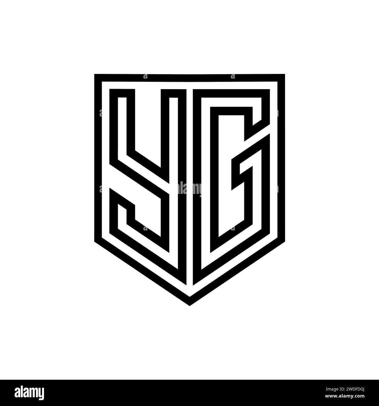 YG Letter Logo monogram shield geometric line inside shield isolated style design template Stock ...