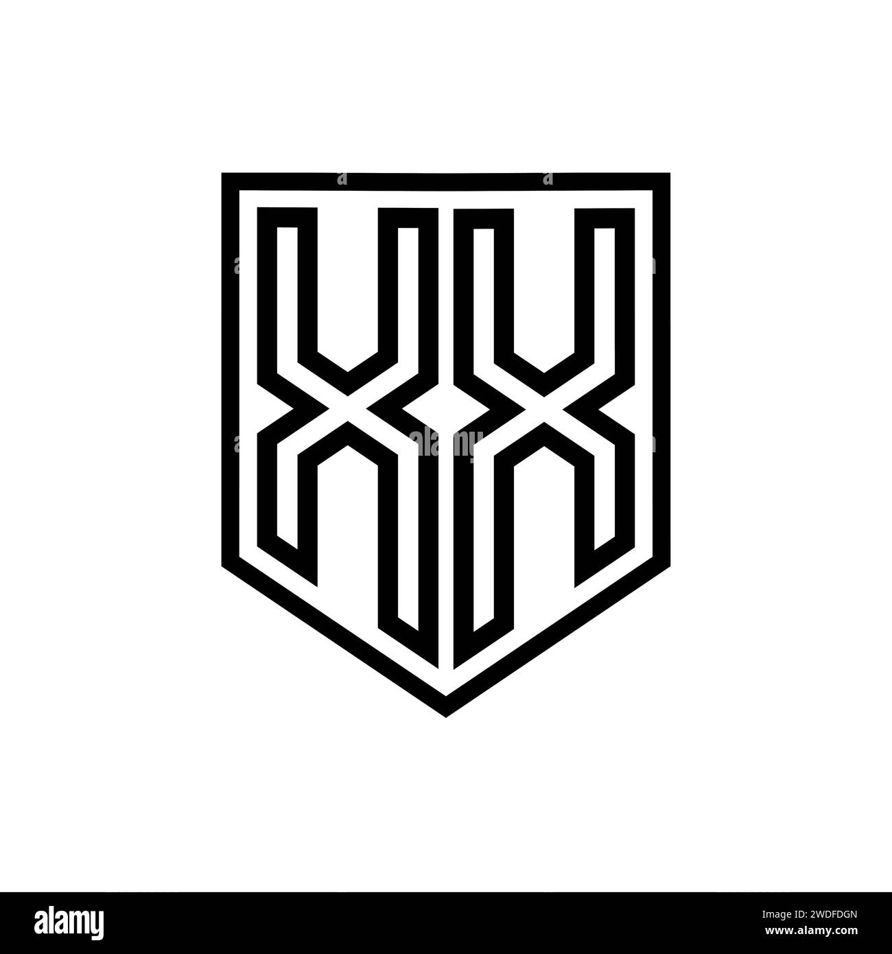 XX Letter Logo monogram shield geometric line inside shield isolated style design template Stock ...