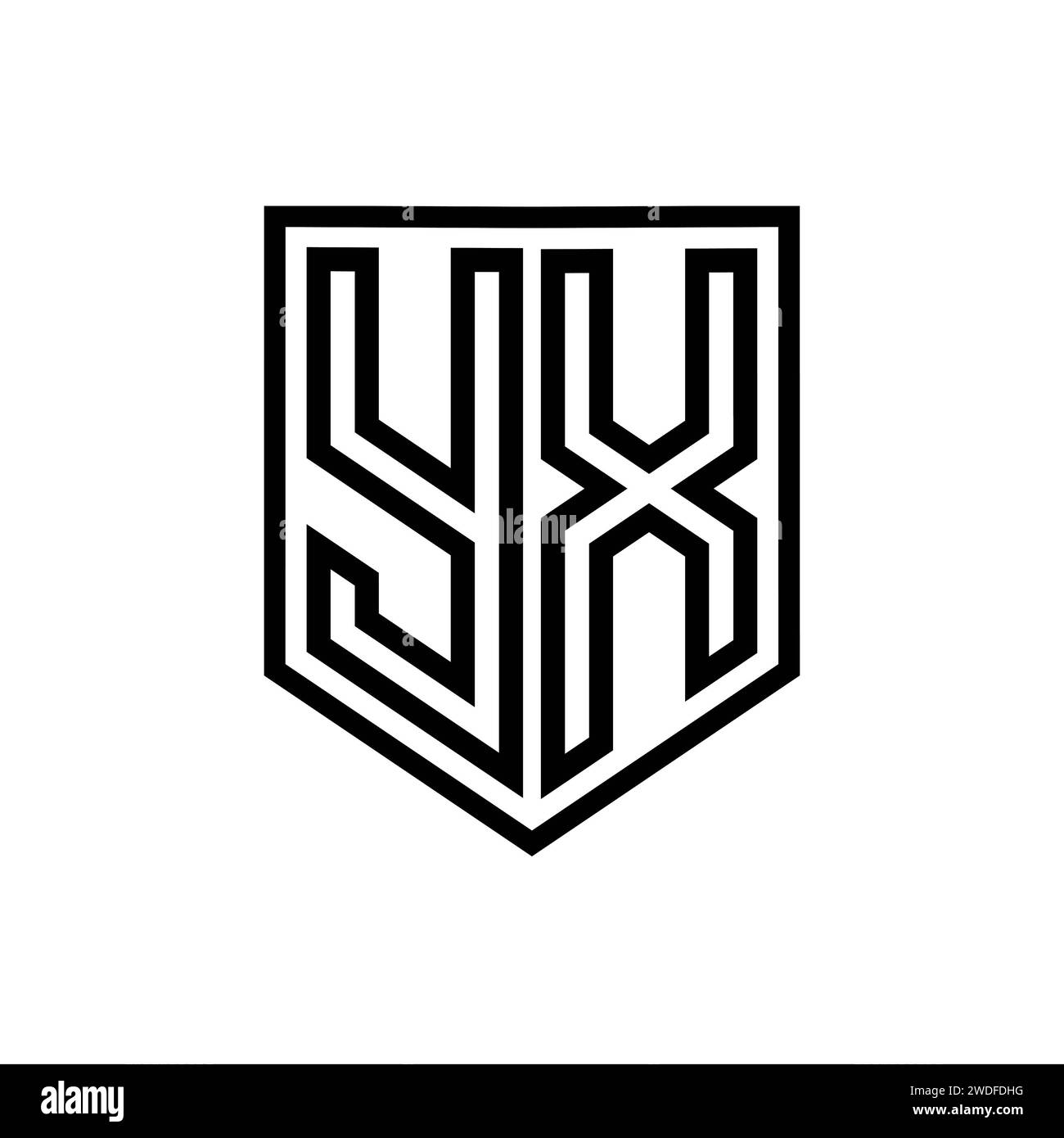 YX Letter Logo monogram shield geometric line inside shield isolated style design template Stock ...