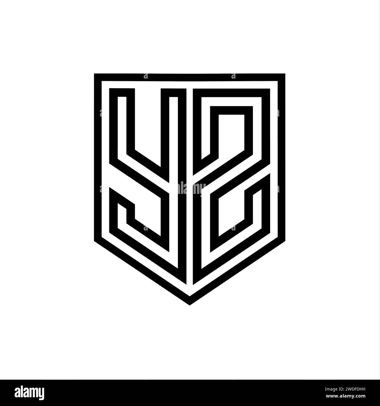 YZ Letter Logo monogram shield geometric line inside shield isolated style design template Stock ...