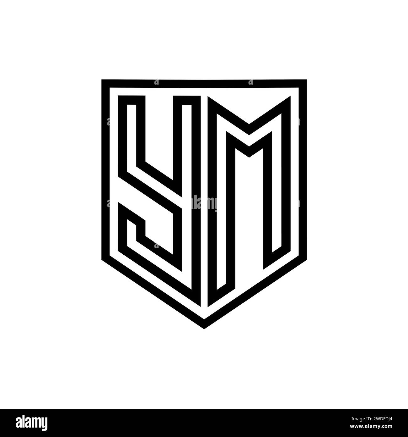 YM Letter Logo monogram shield geometric line inside shield isolated style design template Stock ...