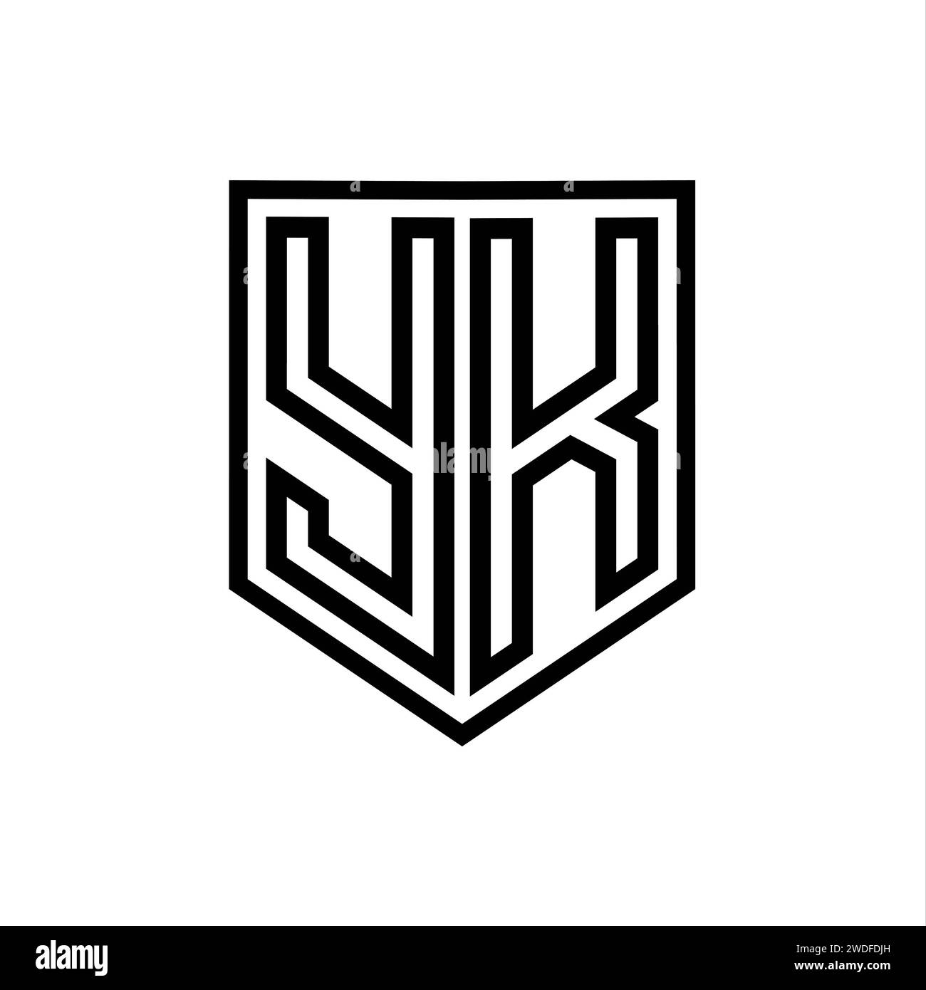 YK Letter Logo monogram shield geometric line inside shield isolated style design template Stock ...