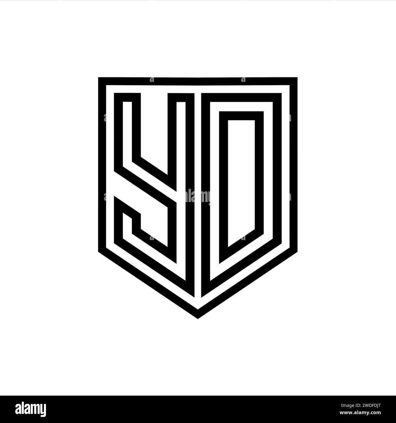 YD Letter Logo monogram shield geometric line inside shield isolated ...
