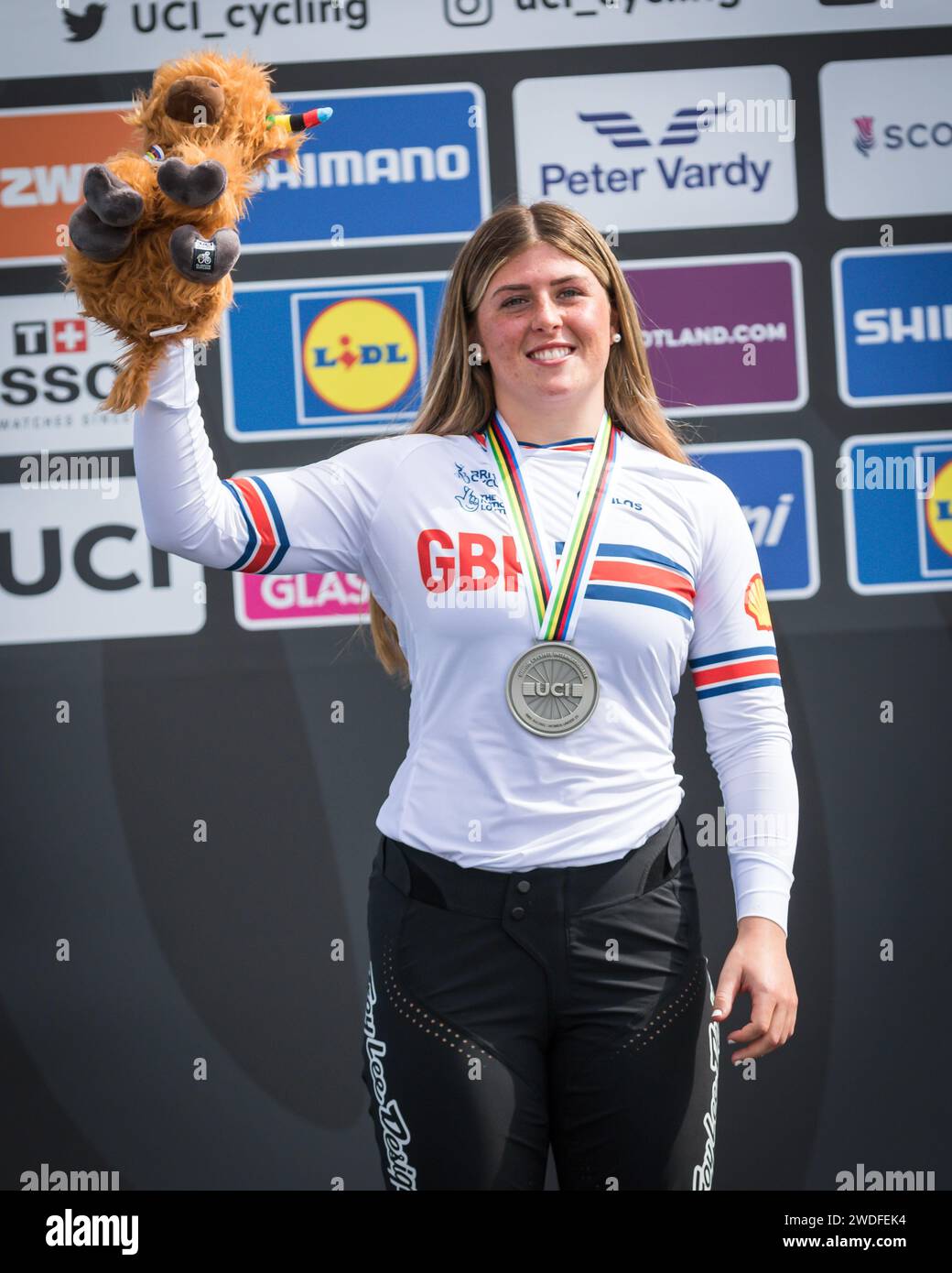 Emily Hutt (GB) silver medallist in Under 23 Women, at the 2023 UCI BMX ...