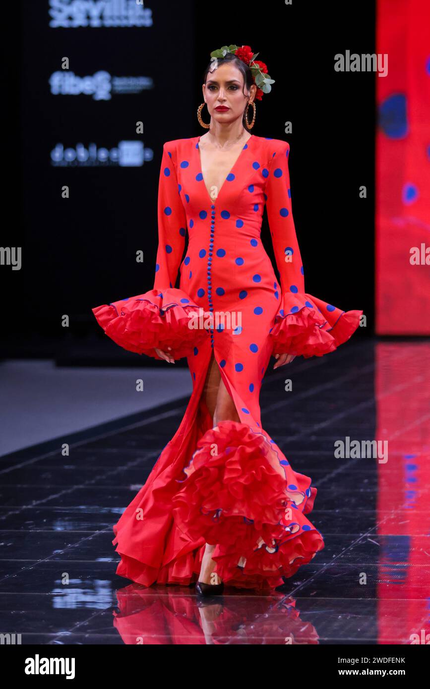 Seville, Spain. 20th Jan, 2024. A model is walking the runway at the ...