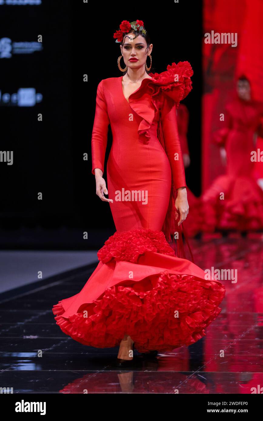 Seville, Spain. 20th Jan, 2024. A model is walking the runway at the ...