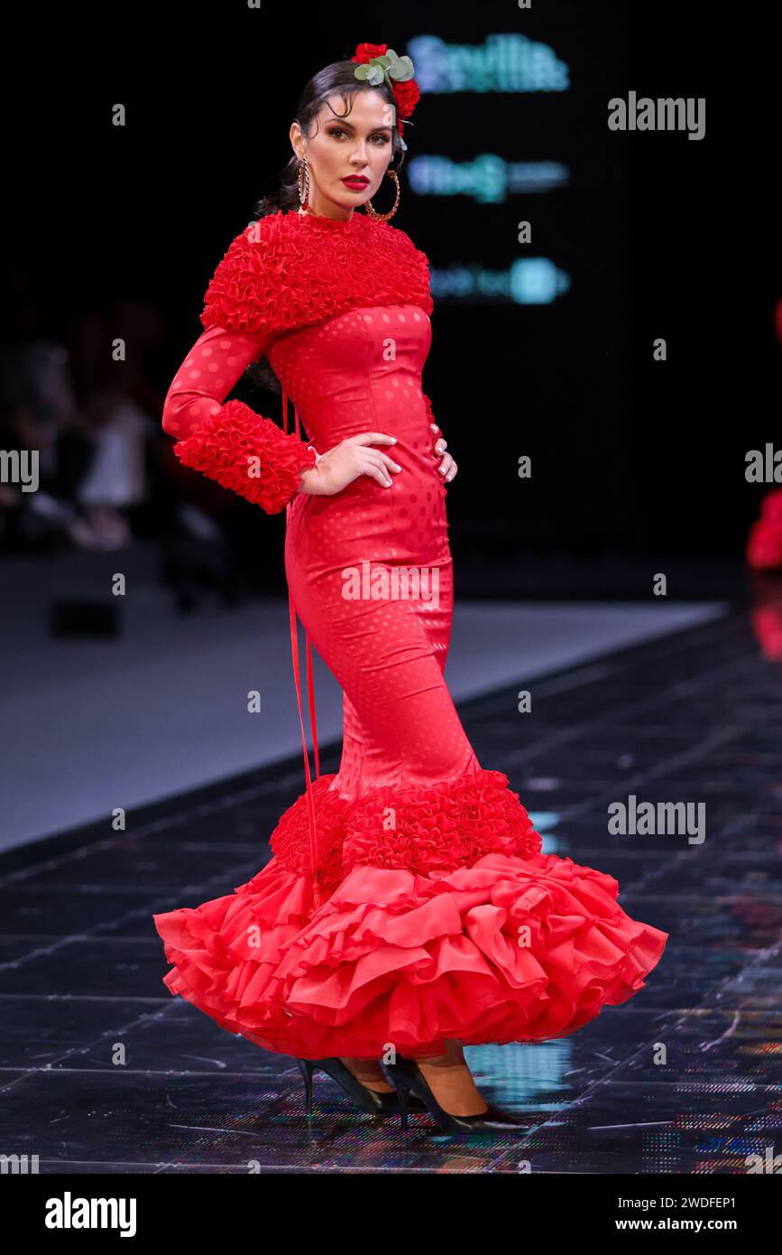 Seville, Spain. 20th Jan, 2024. A model is walking the runway at the ...