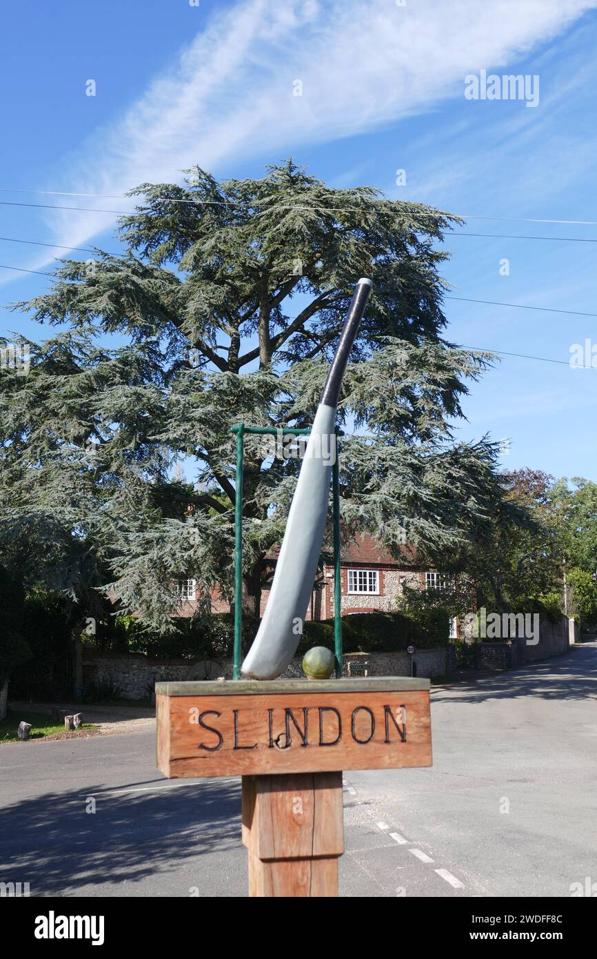 A sculpted historic bat at Slindon pays homage to the village's claim ...
