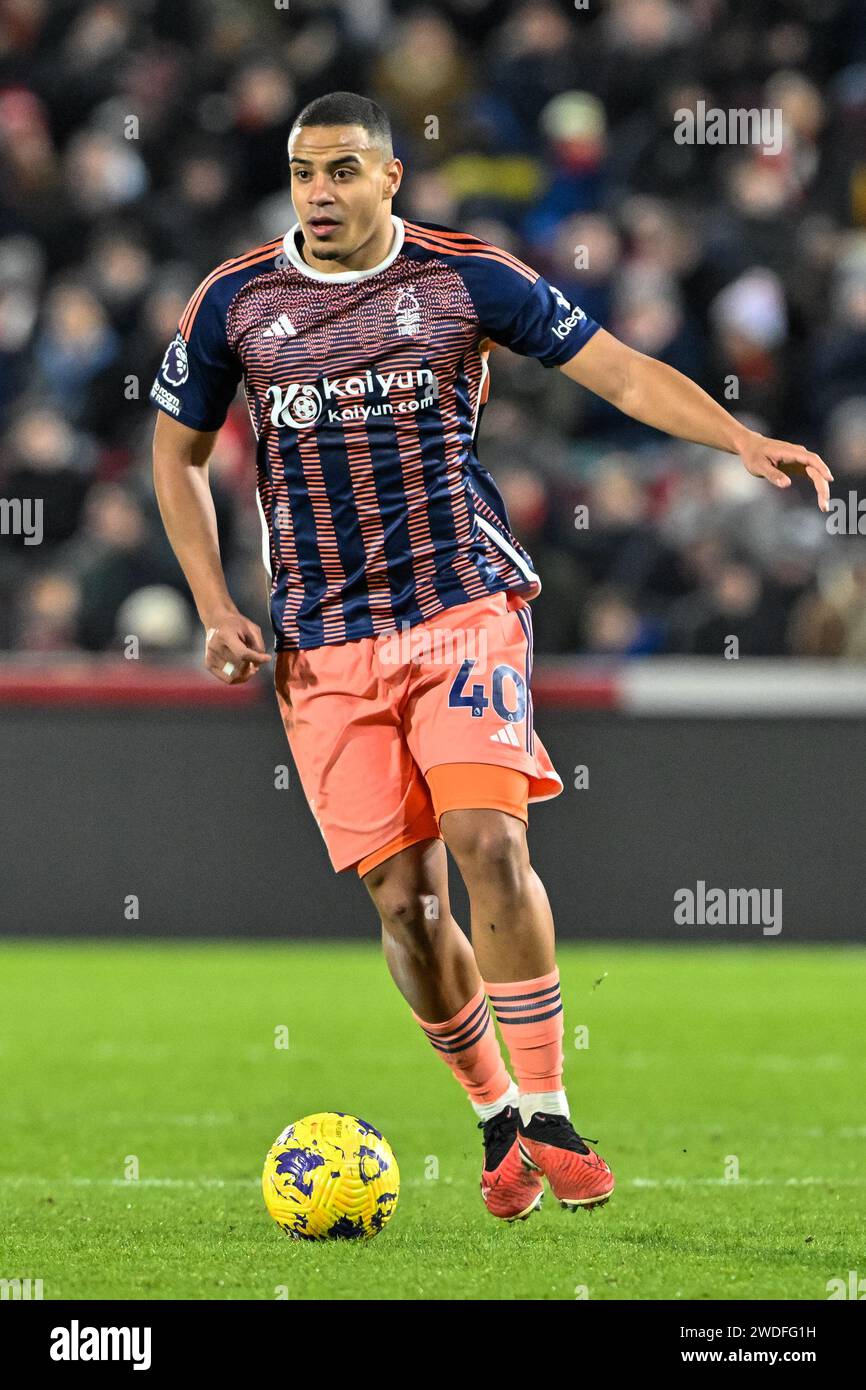 London, UK. 20th Jan, 2024. Murillo of Nottingham Forest with the ball ...