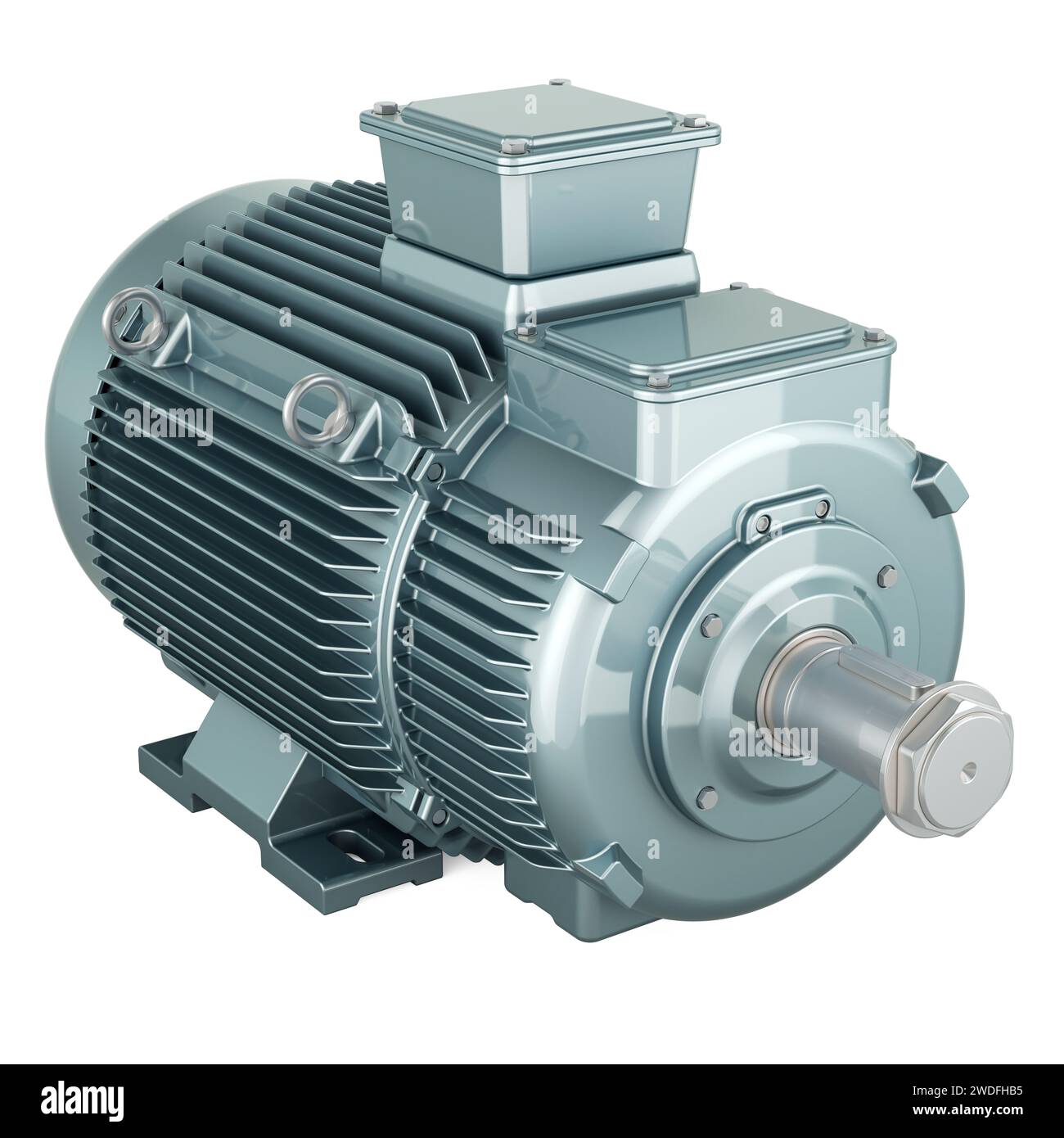 Industrial Electric Motor, 3D rendering isolated on white background ...